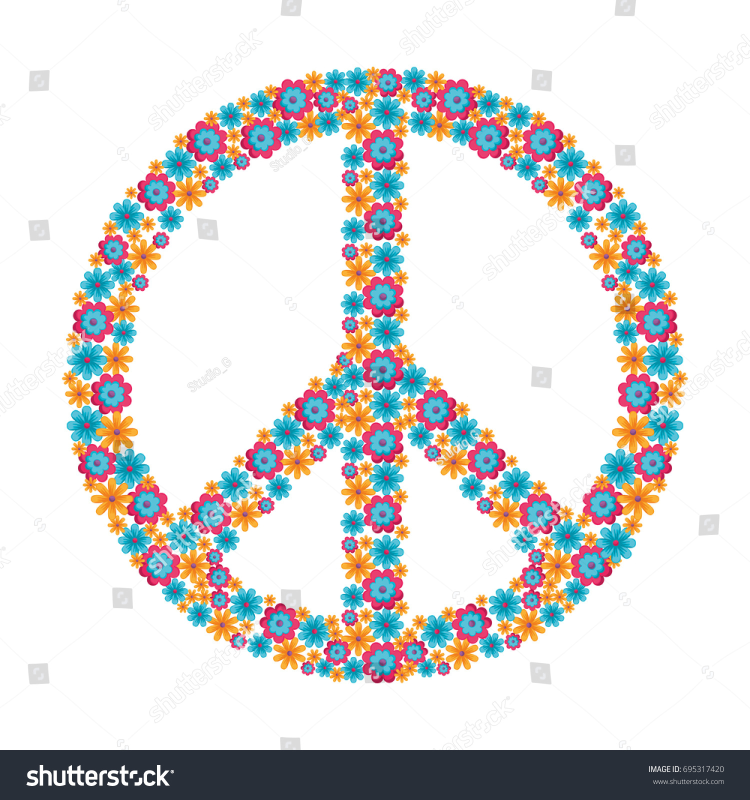 Hippie Peace Symbol Stock Vector (Royalty Free) 695317420 | Shutterstock