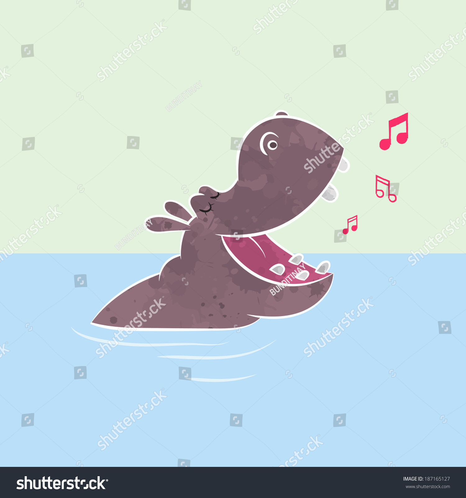 Hippo Cartoon Singing Vector Stock Vector (Royalty Free) 187165127 ...
