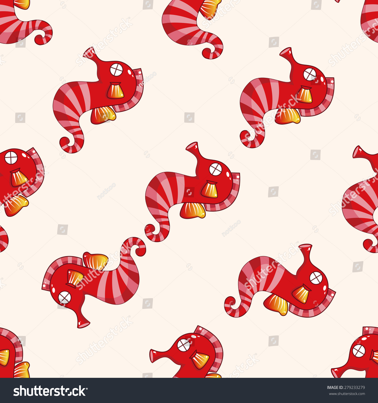 Hippocampus Cartoon Seamless Pattern Background Stock Vector (Royalty ...