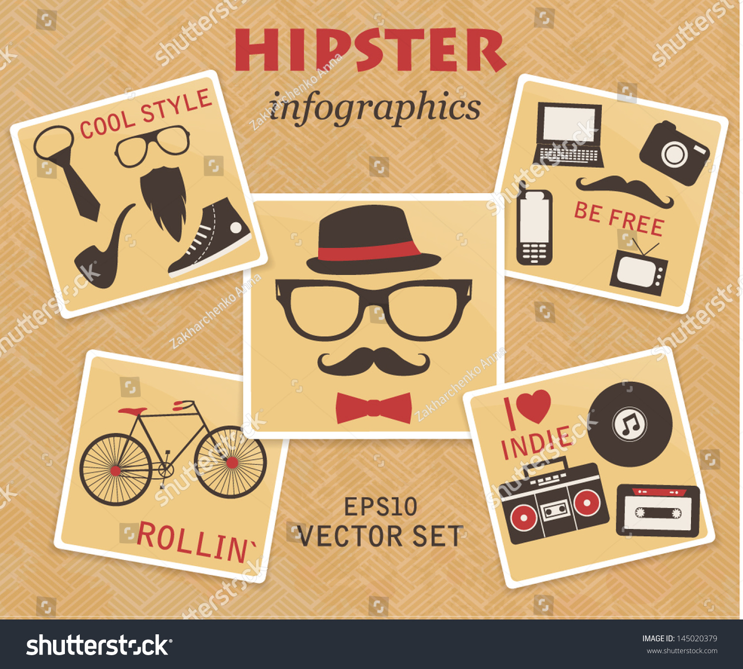 Hipster Frame Template Vector Illustration: vector de stock (libre de ...