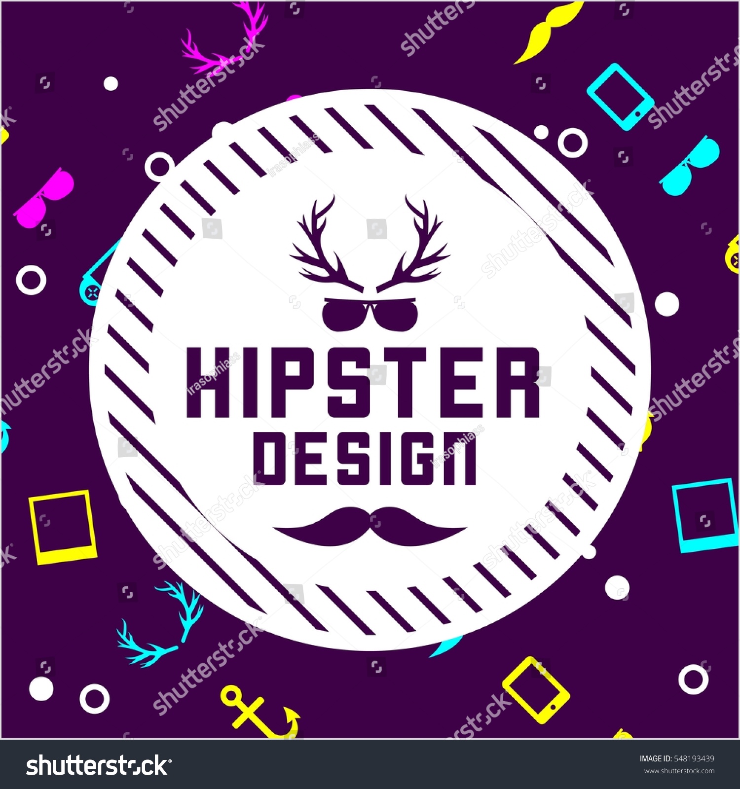 Hipster Poster Design Template Stock Vector (Royalty Free) 548193439 ...