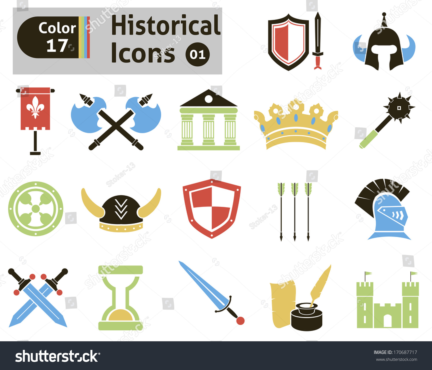Historical Icons Vector Set Your Design Stock Vector (Royalty Free ...