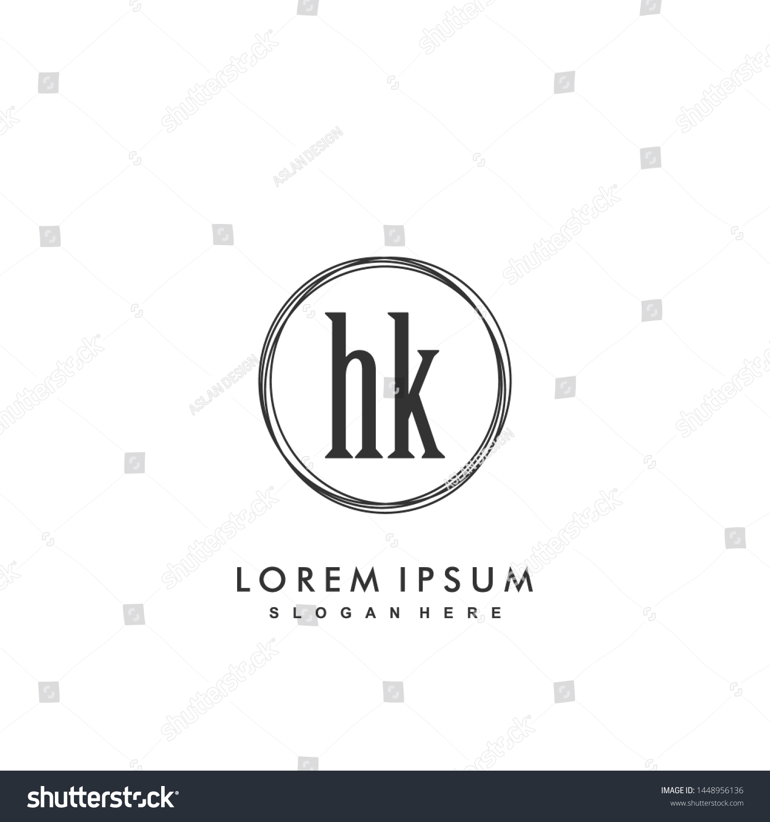 Hk Initial Beauty Monogram Logo Vector 스톡 벡터(로열티 프리) 1448956136