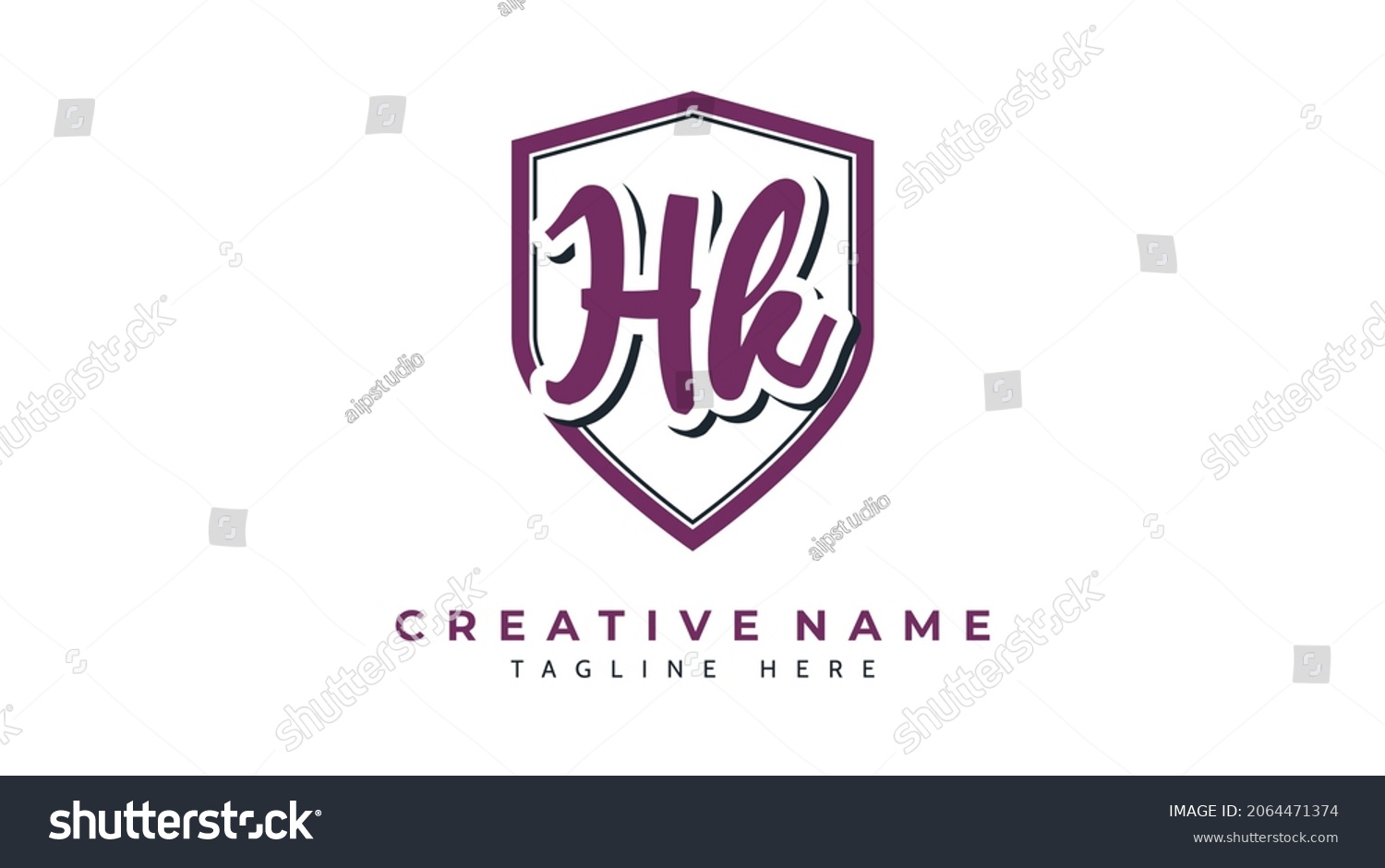 Hk Initials Handwriting Logo Vector Stock Vector (Royalty Free) 2064471374