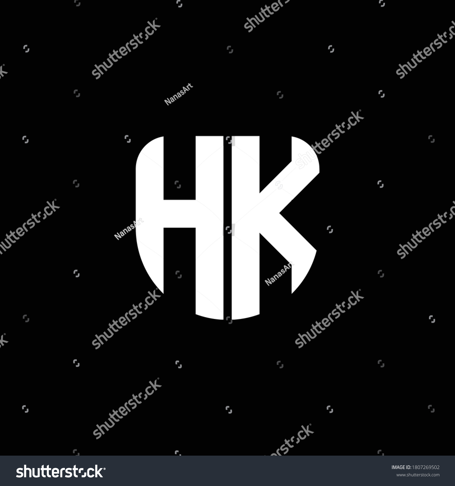 Hk Logo Monogram Circular Shape Shield Stock Vector (Royalty Free ...