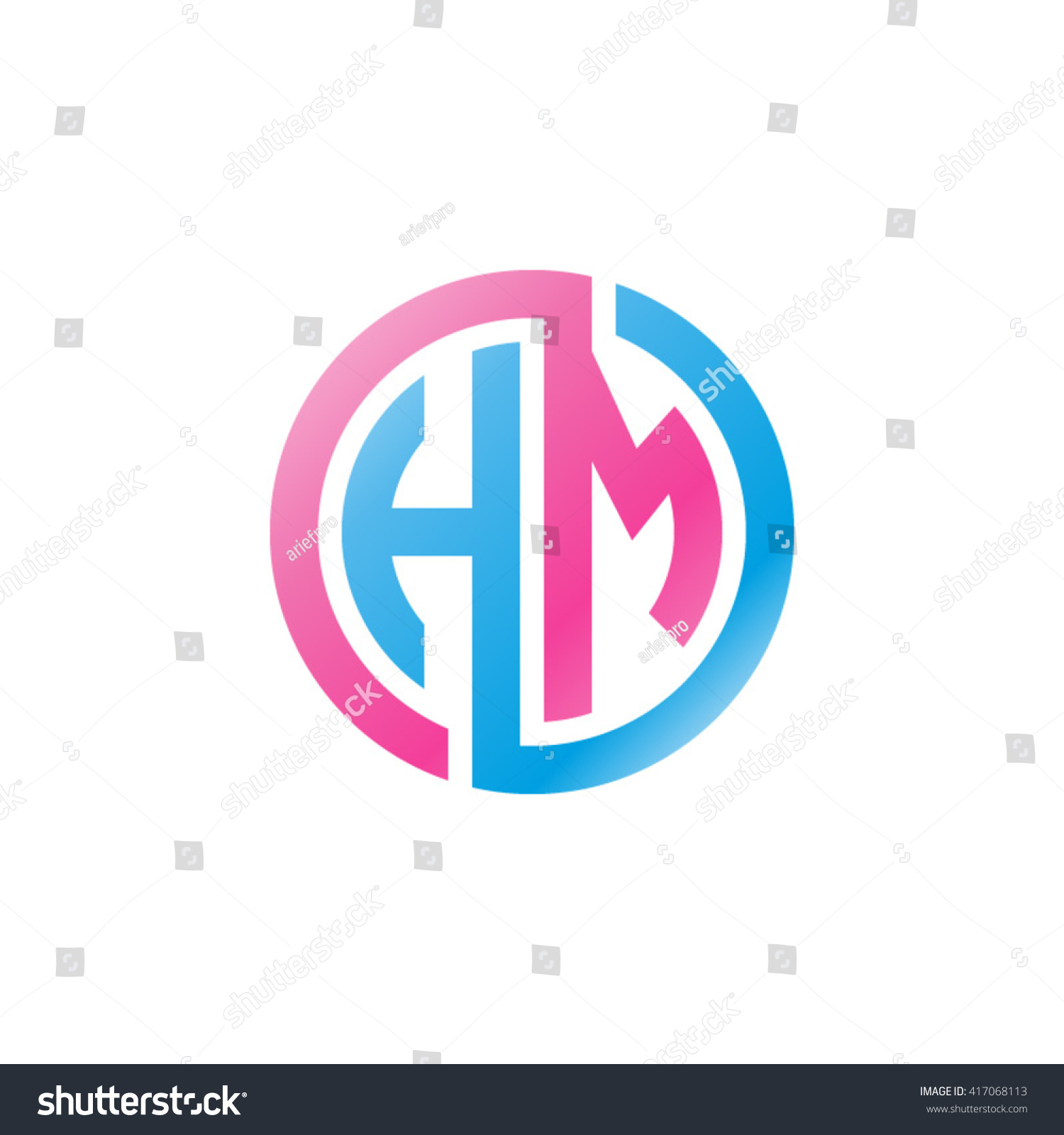 Hm Initial Letters Looping Linked Circle Stock Vector (Royalty Free ...