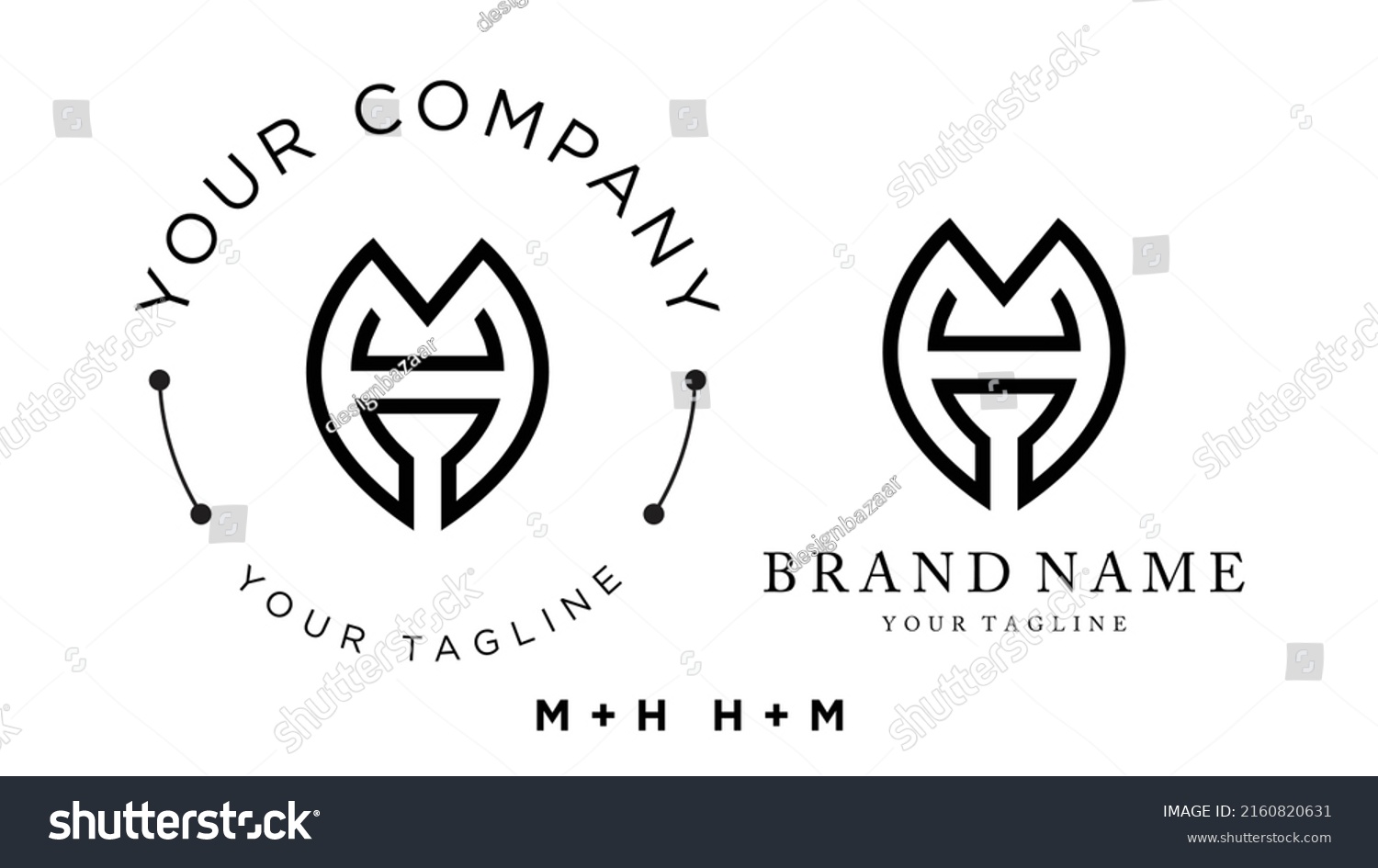 Hm Monogram Logo Hm Initial Letter Stock Vector (Royalty Free ...