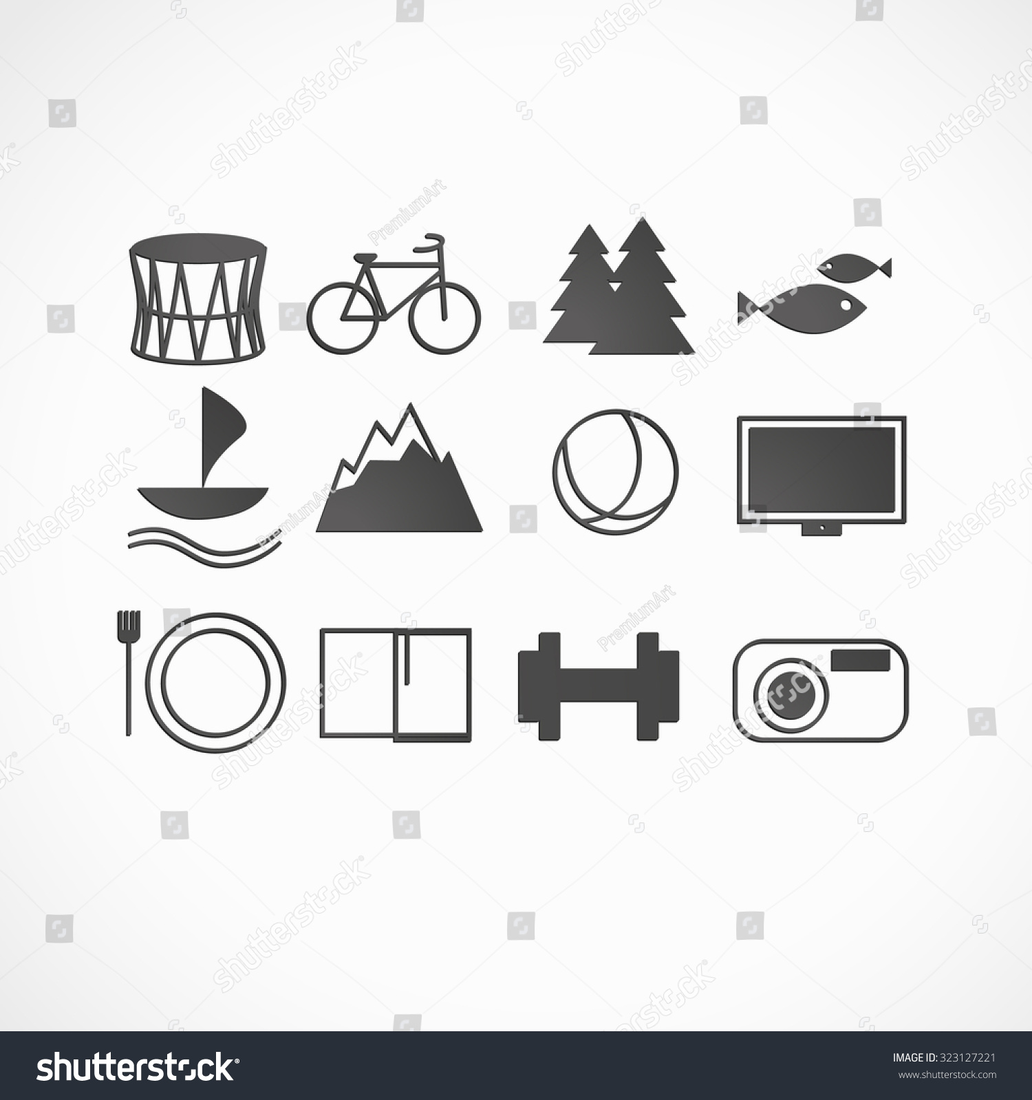 Hobbies Icon Set Stock Vector (Royalty Free) 323127221