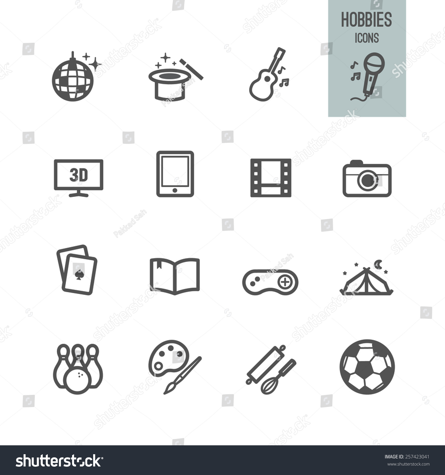 Hobbies Icons Vector Illustration Stock Vector 257423041 - Shutterstock