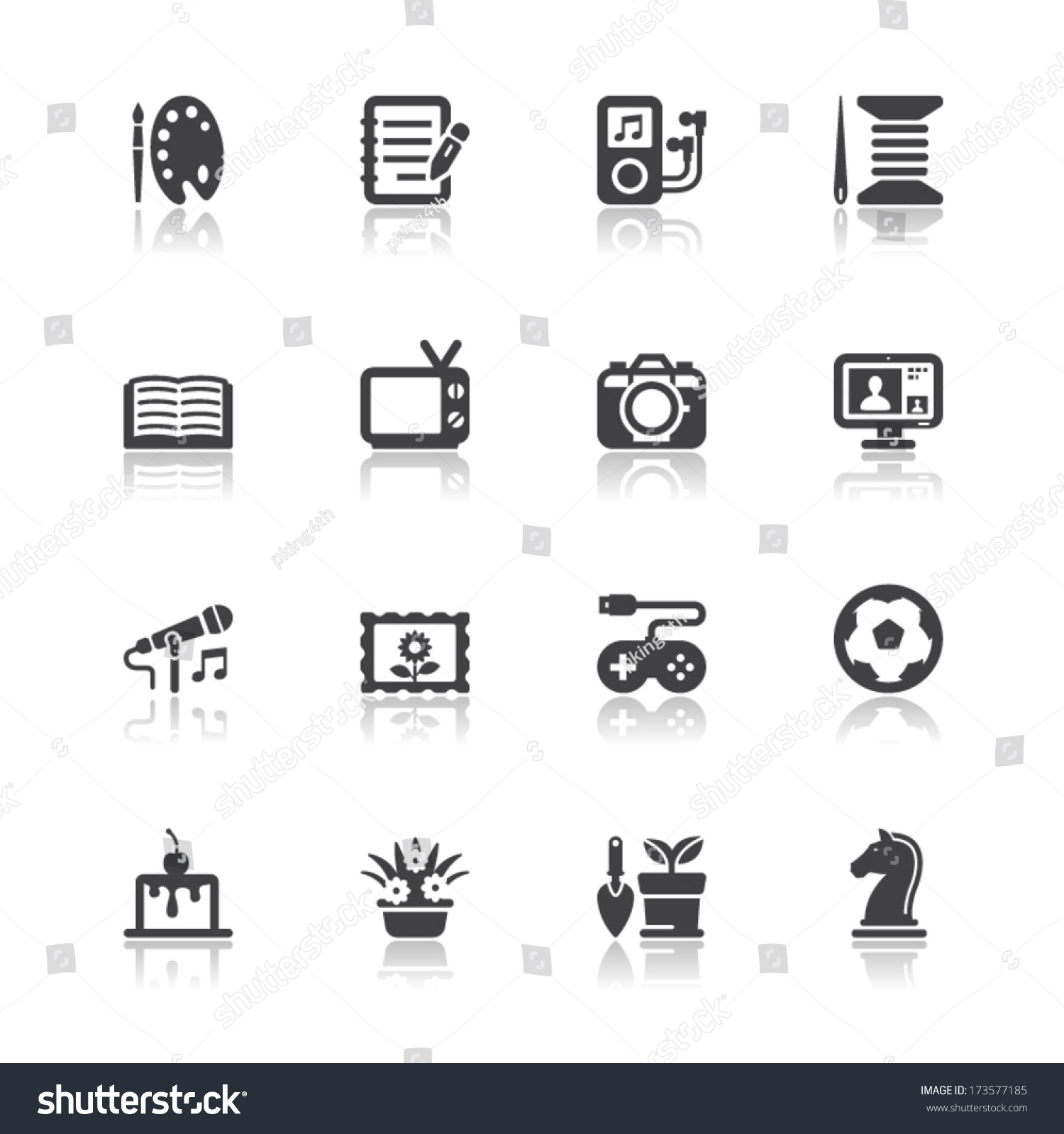 Hobbies Iconos de fondo blanco: vector de stock (libre de regalías ...