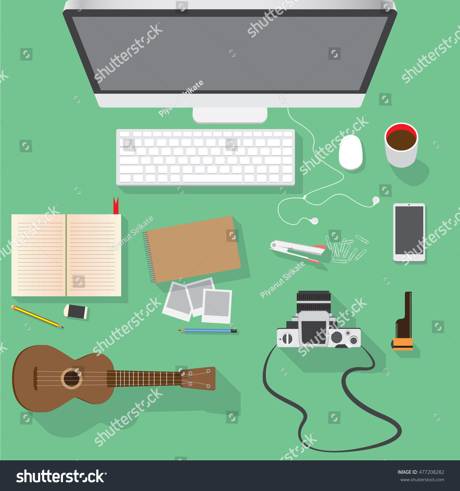 Hobby Place Top View Computer Vector Stock Vector (Royalty Free ...