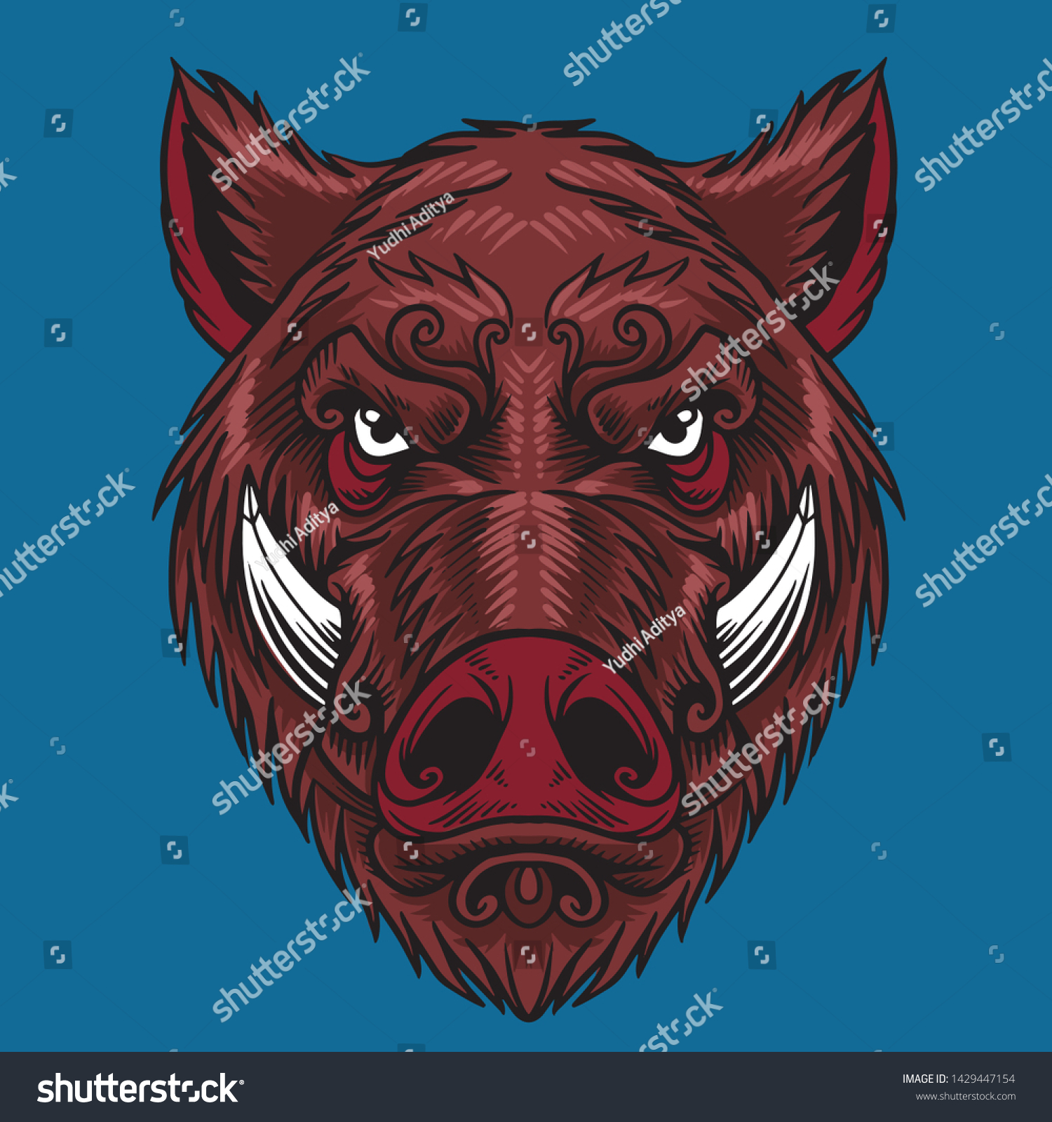 Hog Head Vector Animal Illustration : image vectorielle de stock (libre ...