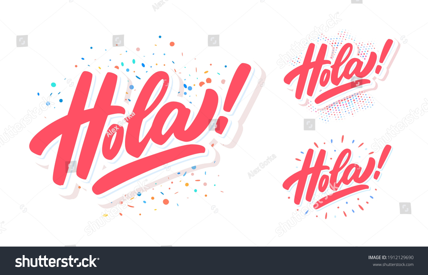 Hola Vector Handwritten Lettering Banners Set Stock Vector (Royalty ...