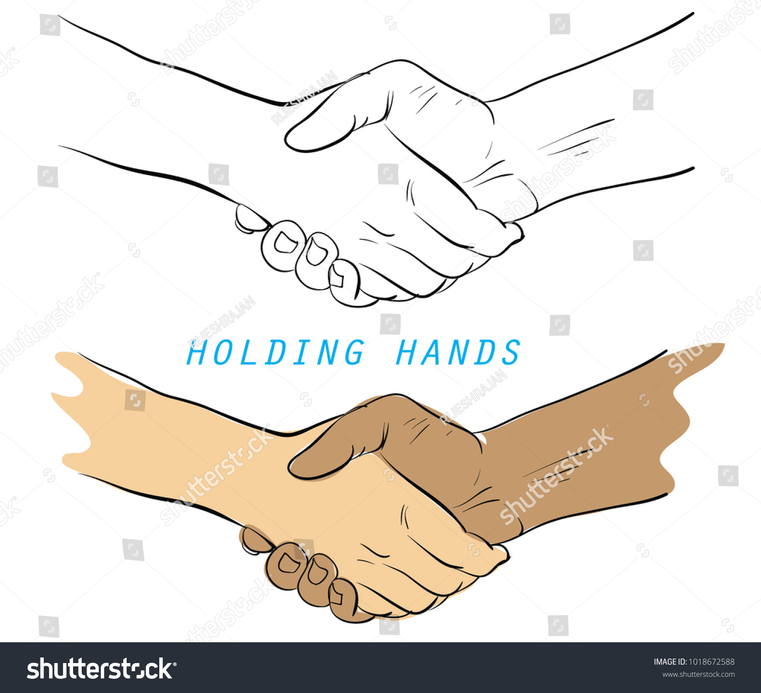 Holding Hands Line Drawing Vector Stock Vector (Royalty Free) 1018672588