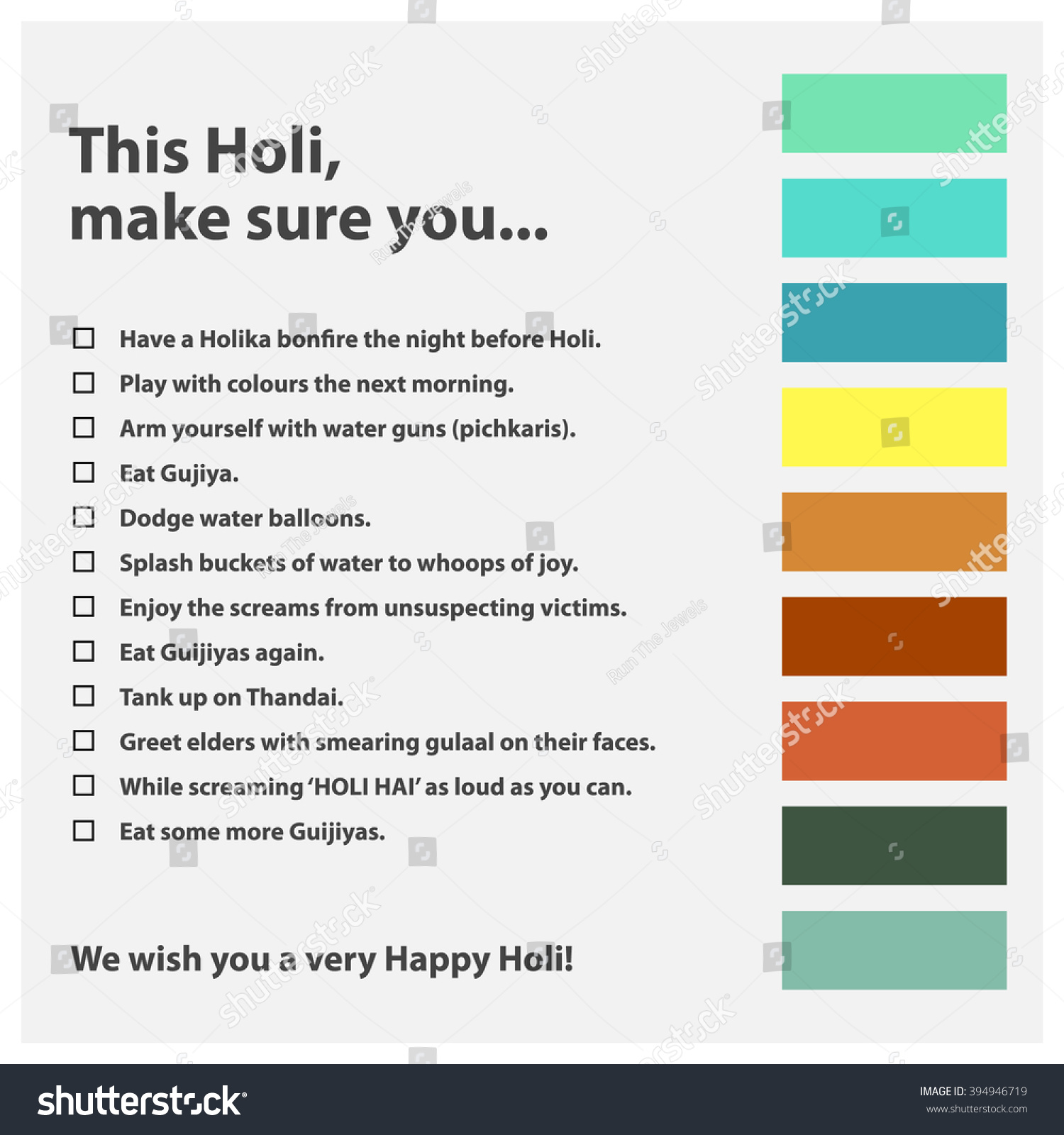 Holi Checklist Concept Stock Vector (Royalty Free) 394946719