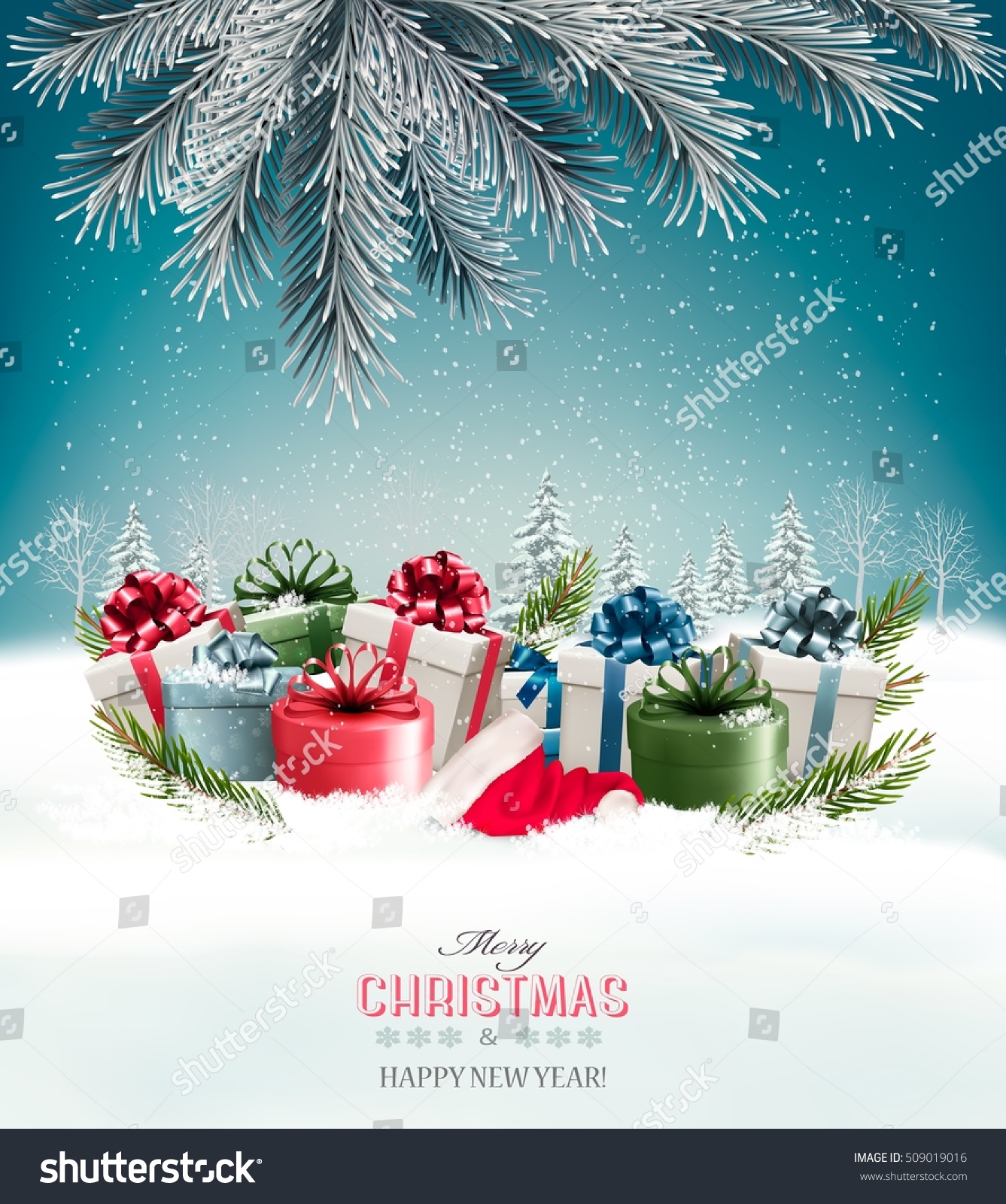 Holiday Christmas Background Gift Boxes Vector Stock Vector (Royalty ...