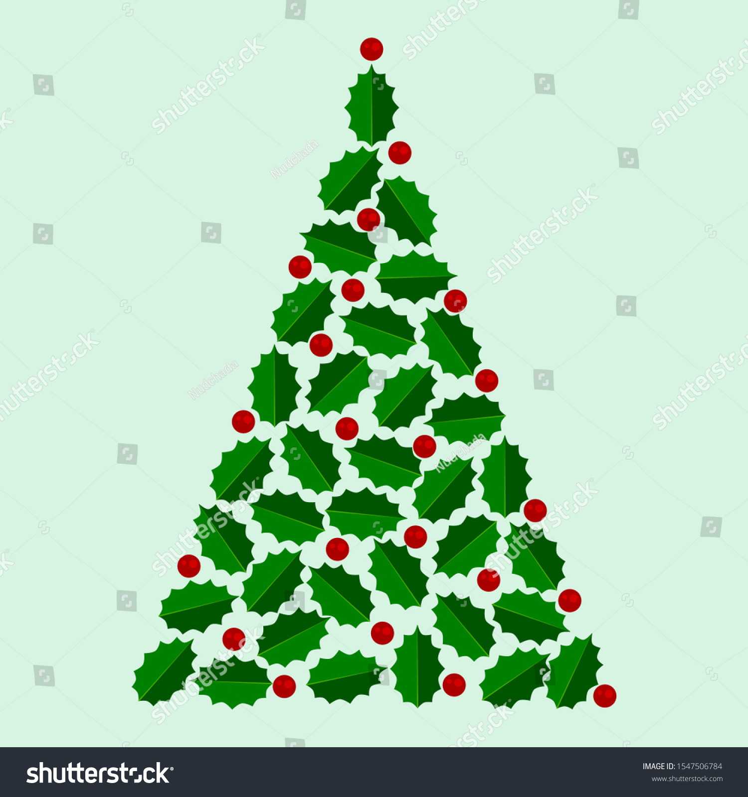 Holly Christmas Tree Vector Design Stock Vector (Royalty Free ...