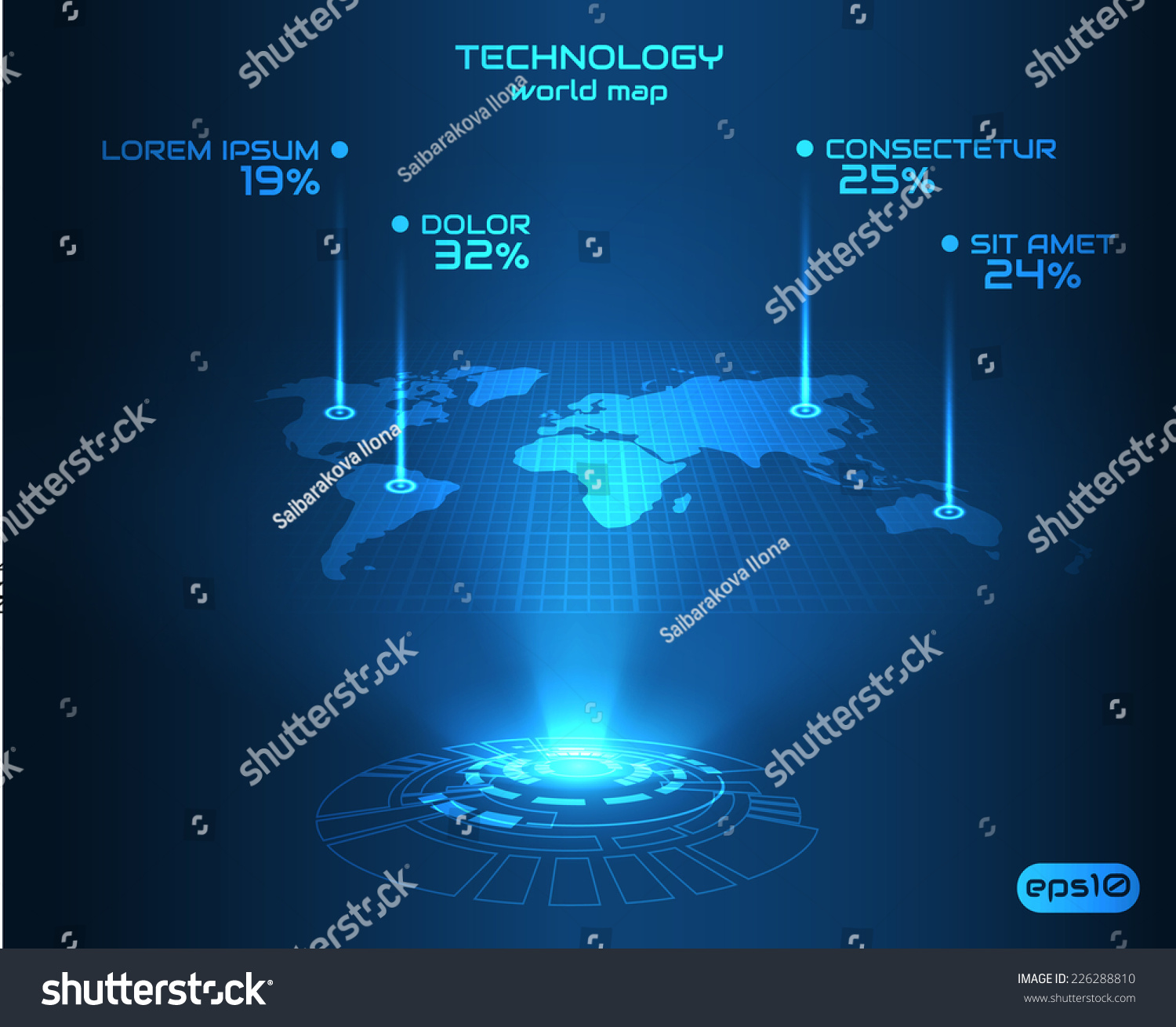 Hologram World Map Background Perspective Vector Stock Vector (Royalty ...