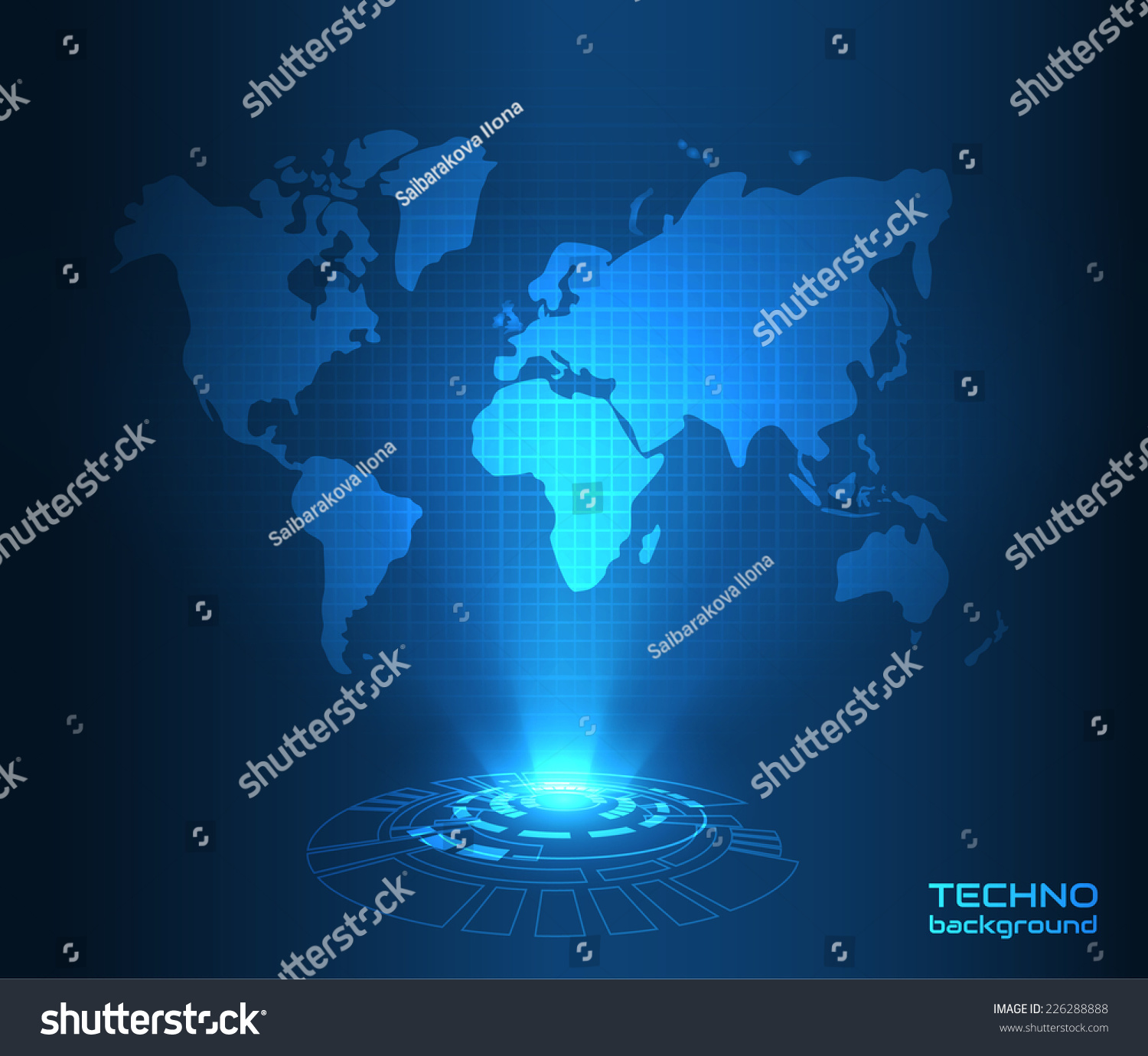 Hologram World Map. Vector Eps10. - 226288888 : Shutterstock