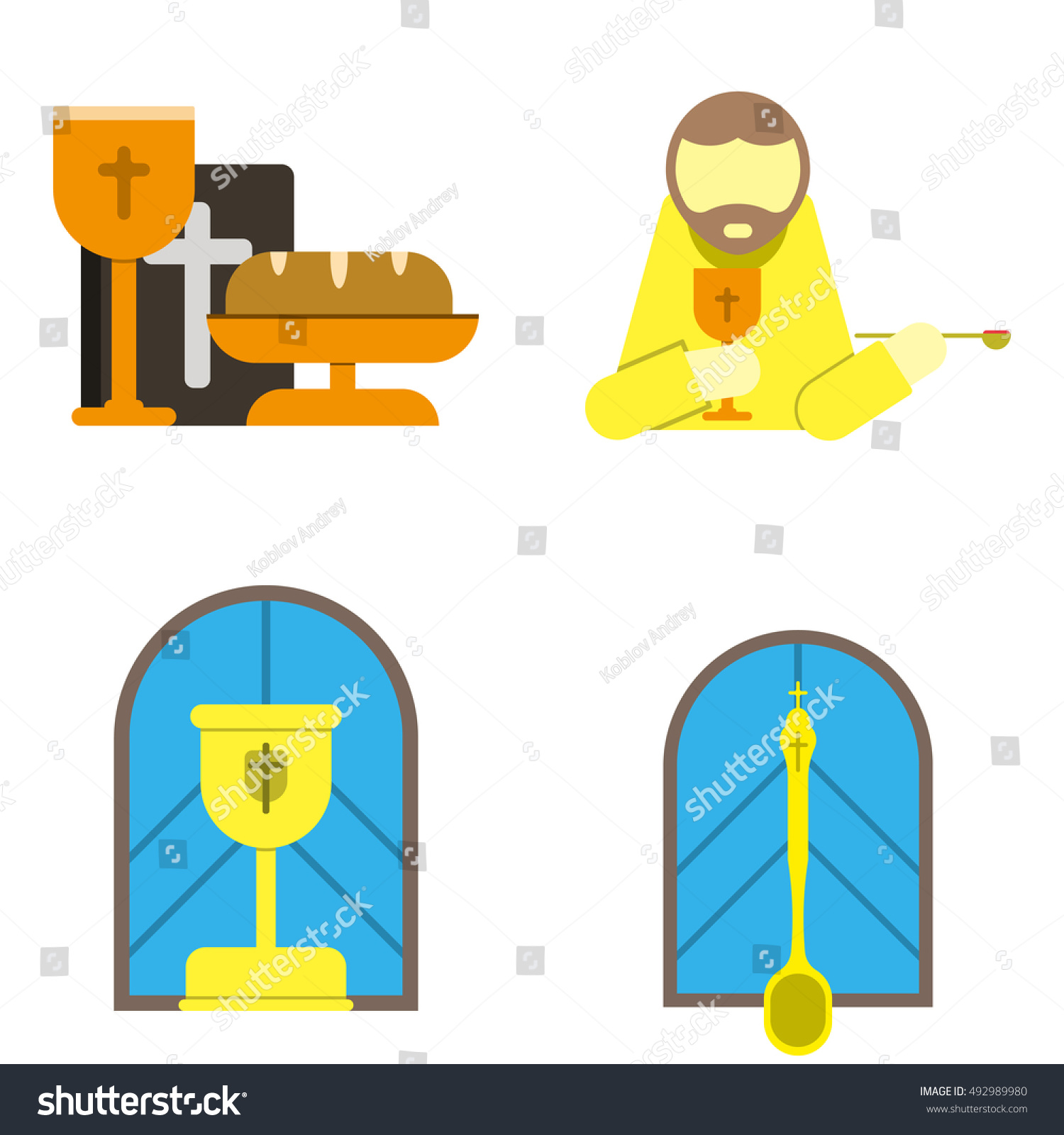 Holy Communion Flat Icons Stock Vector (Royalty Free) 492989980 ...