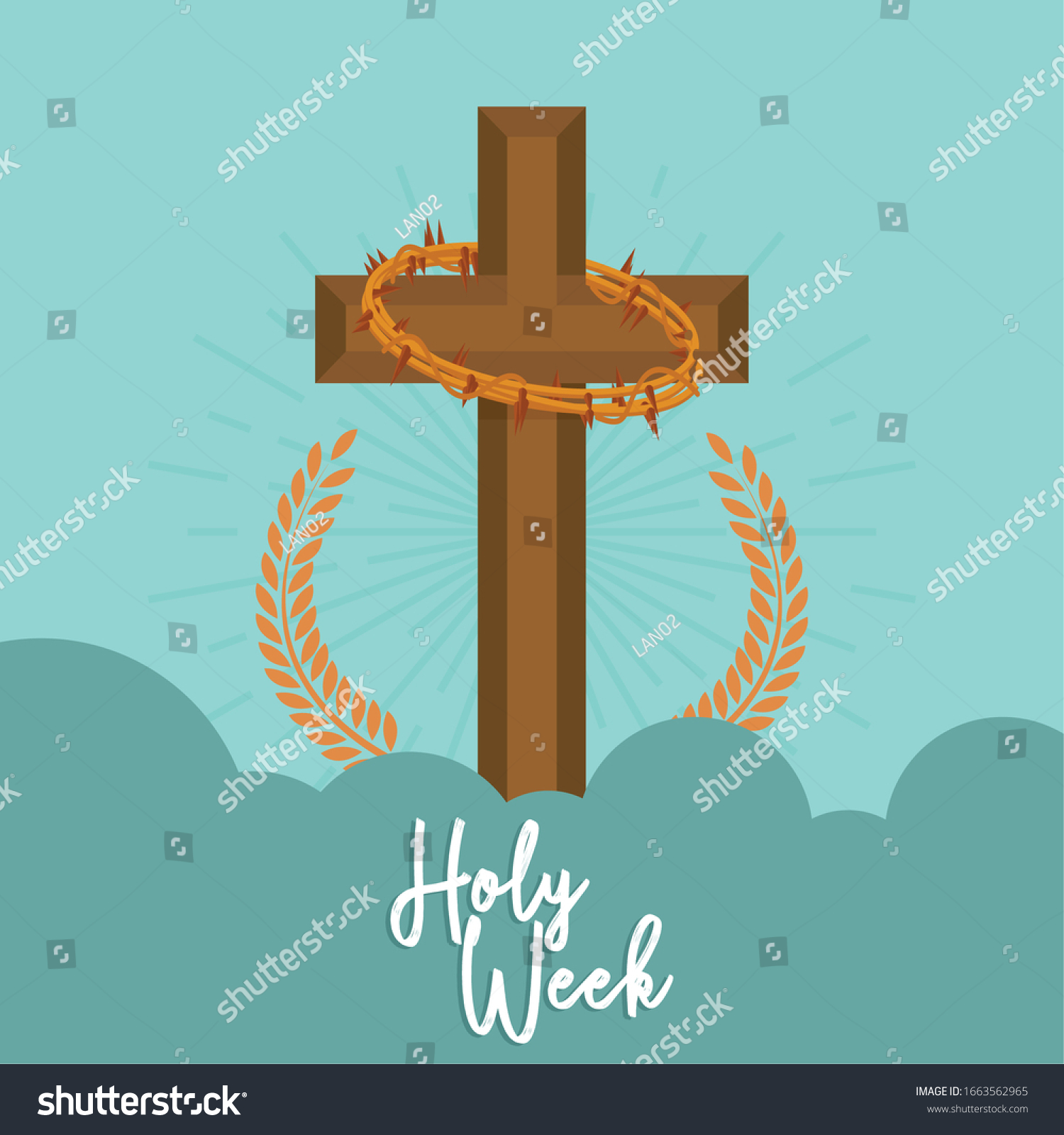 Holy Week Card Cross Vector Stock Vector (Royalty Free) 1663562965