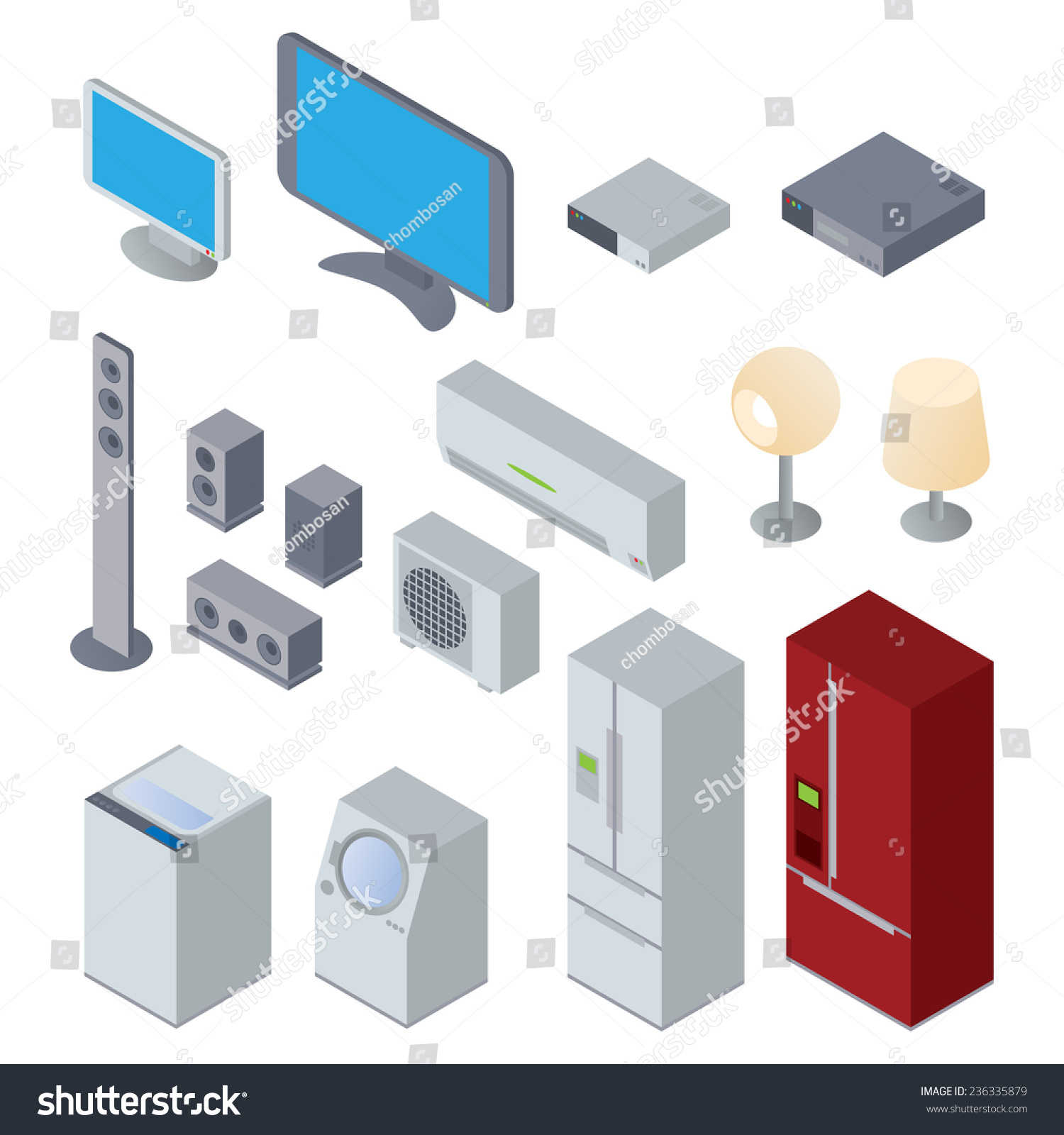 Home Appliances Electronics Illustration Set Vector Stock Vector ...