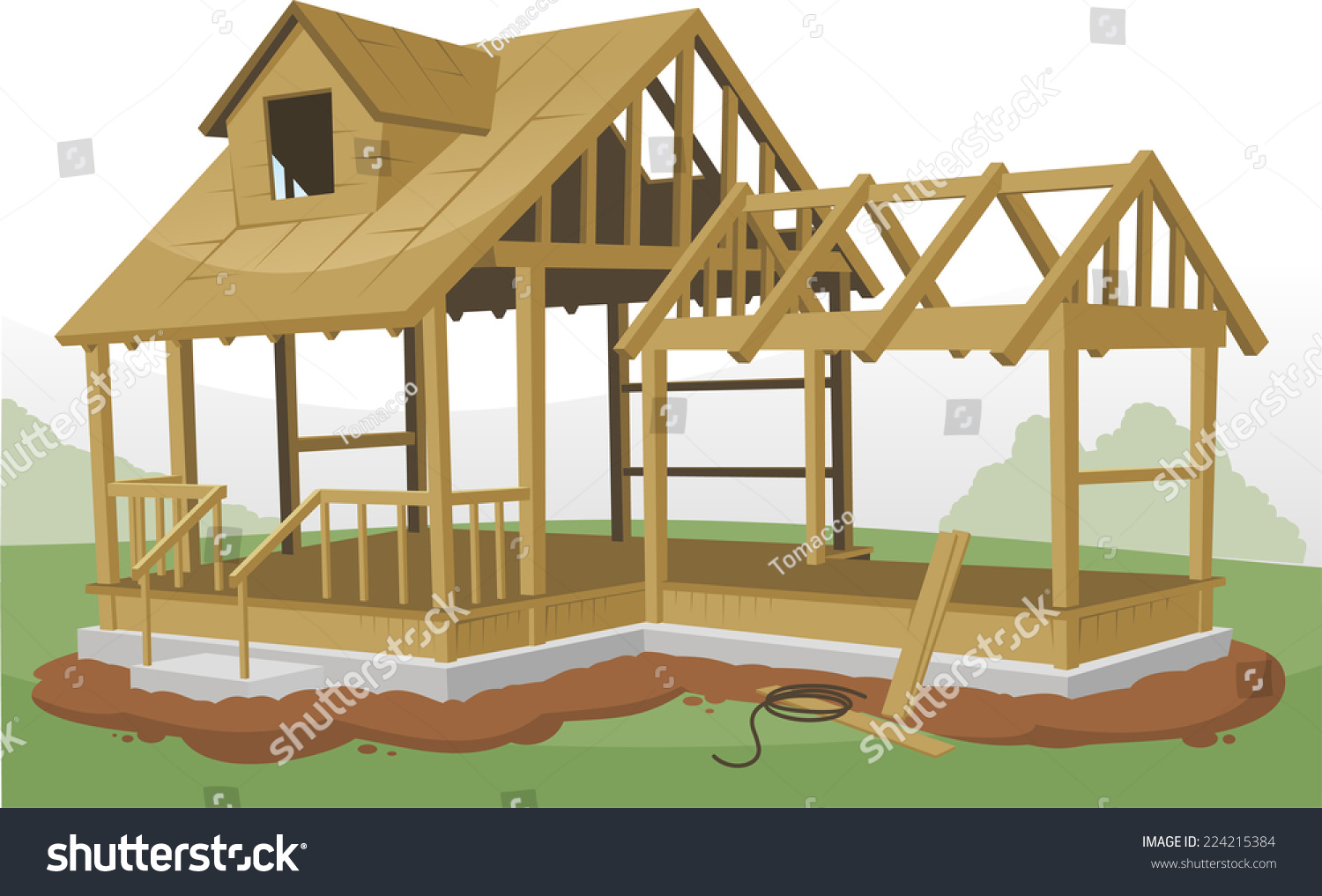 Home Construction Framing Structure Vector Illustration Stock Vector ...