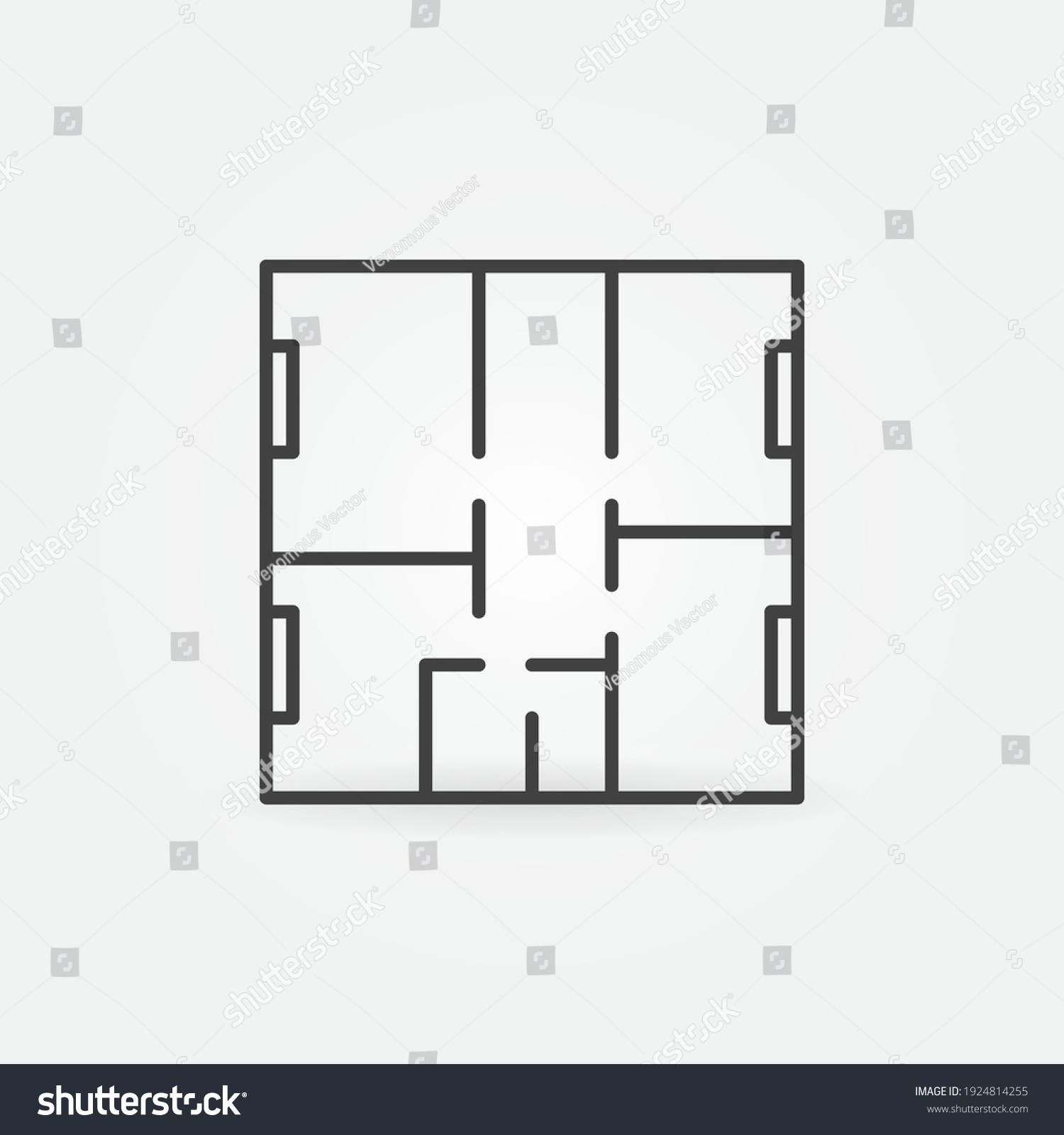 Home Floor Plan Vector Thin Line Stock Vector (Royalty Free) 1924814255 ...