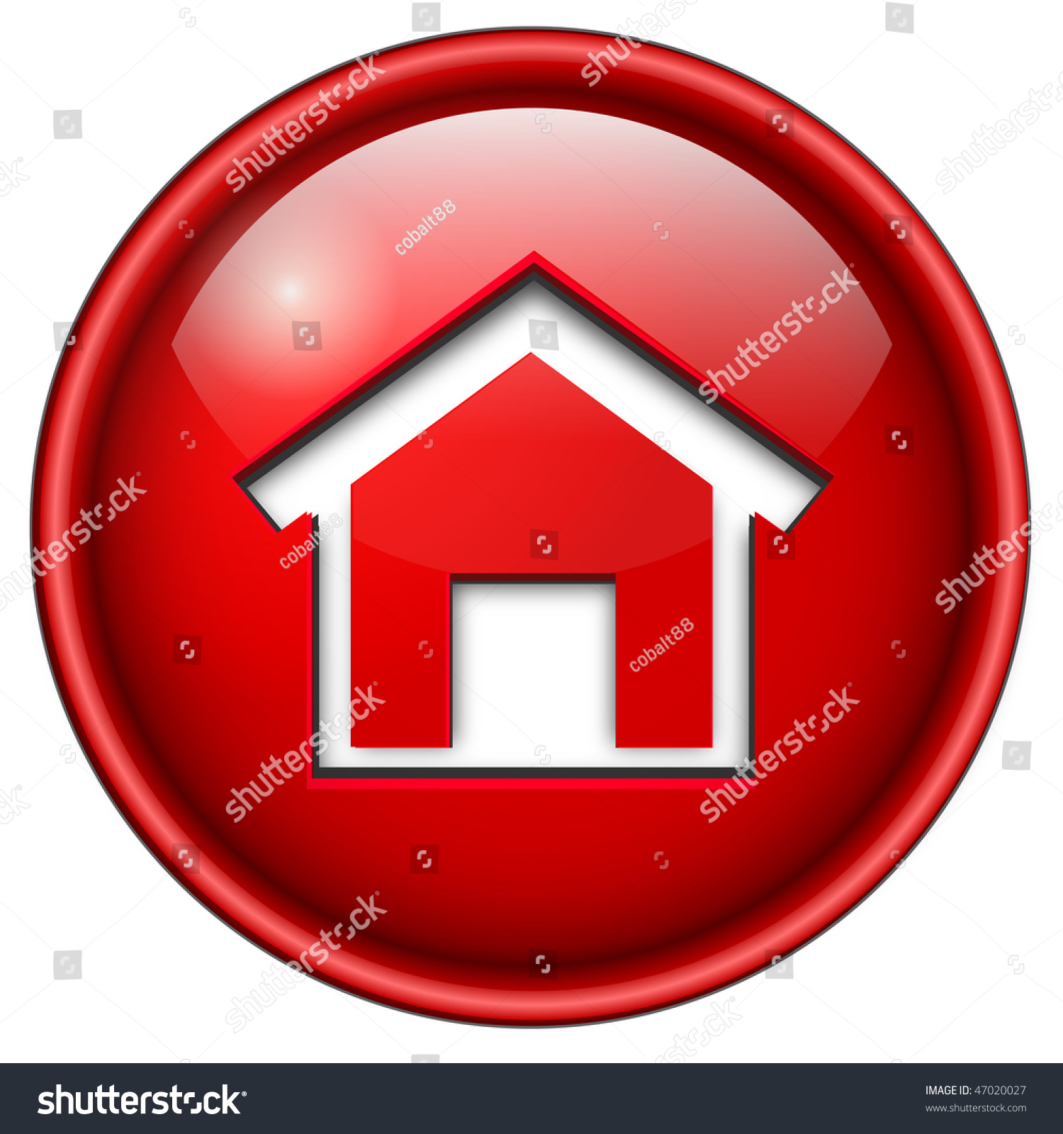 Home Icon Button 3d Red Glossy Stock Vector 47020027 - Shutterstock