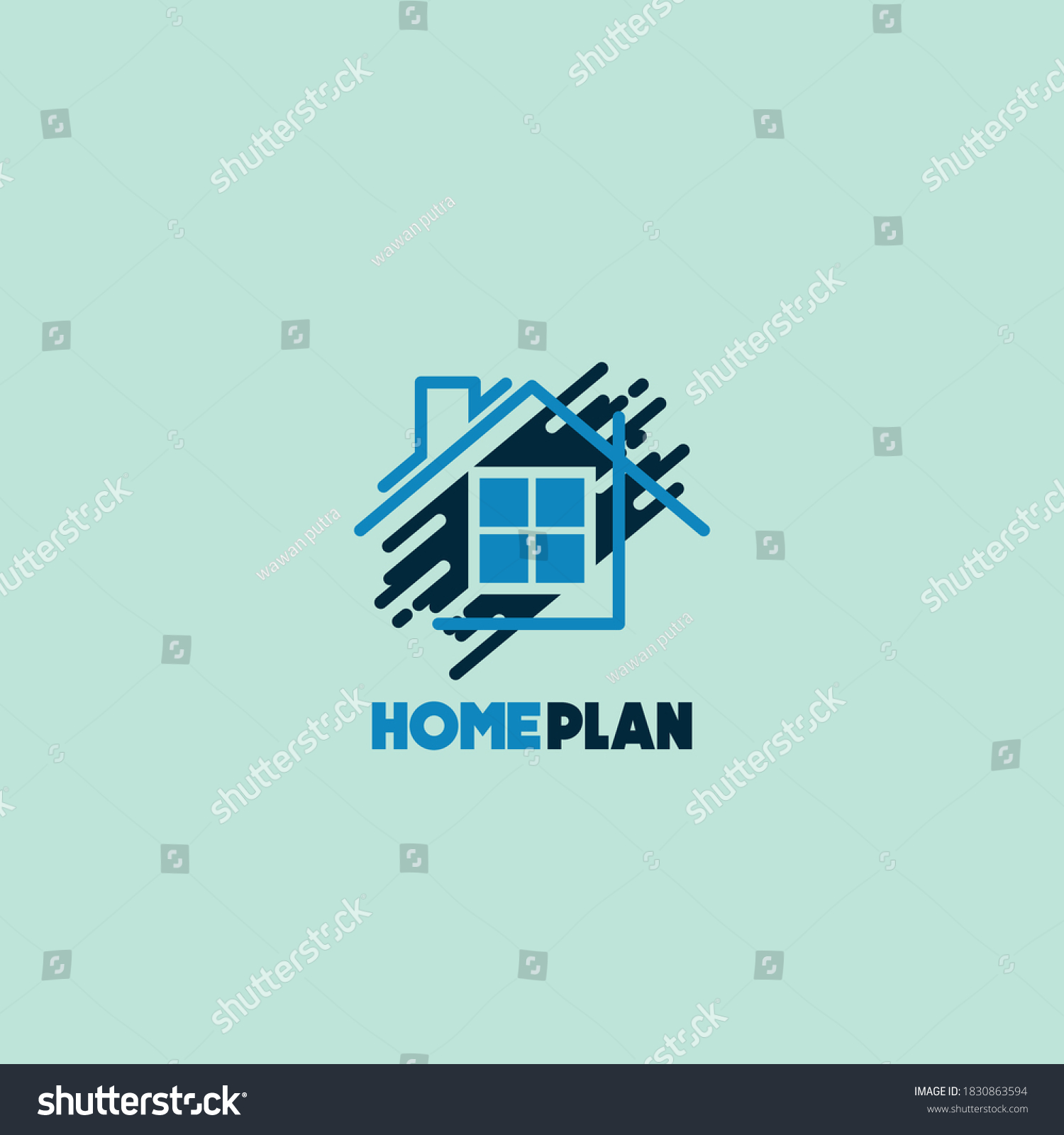 Home Plan Logo Design Concept Stock Vector (Royalty Free) 1830863594 ...