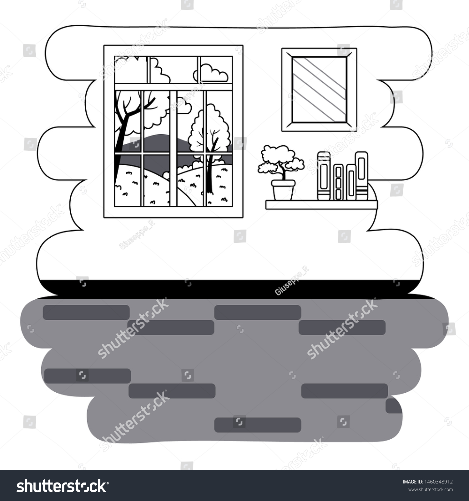 Home Window Landscape Design Vector Illustrator Stock Vector (Royalty ...