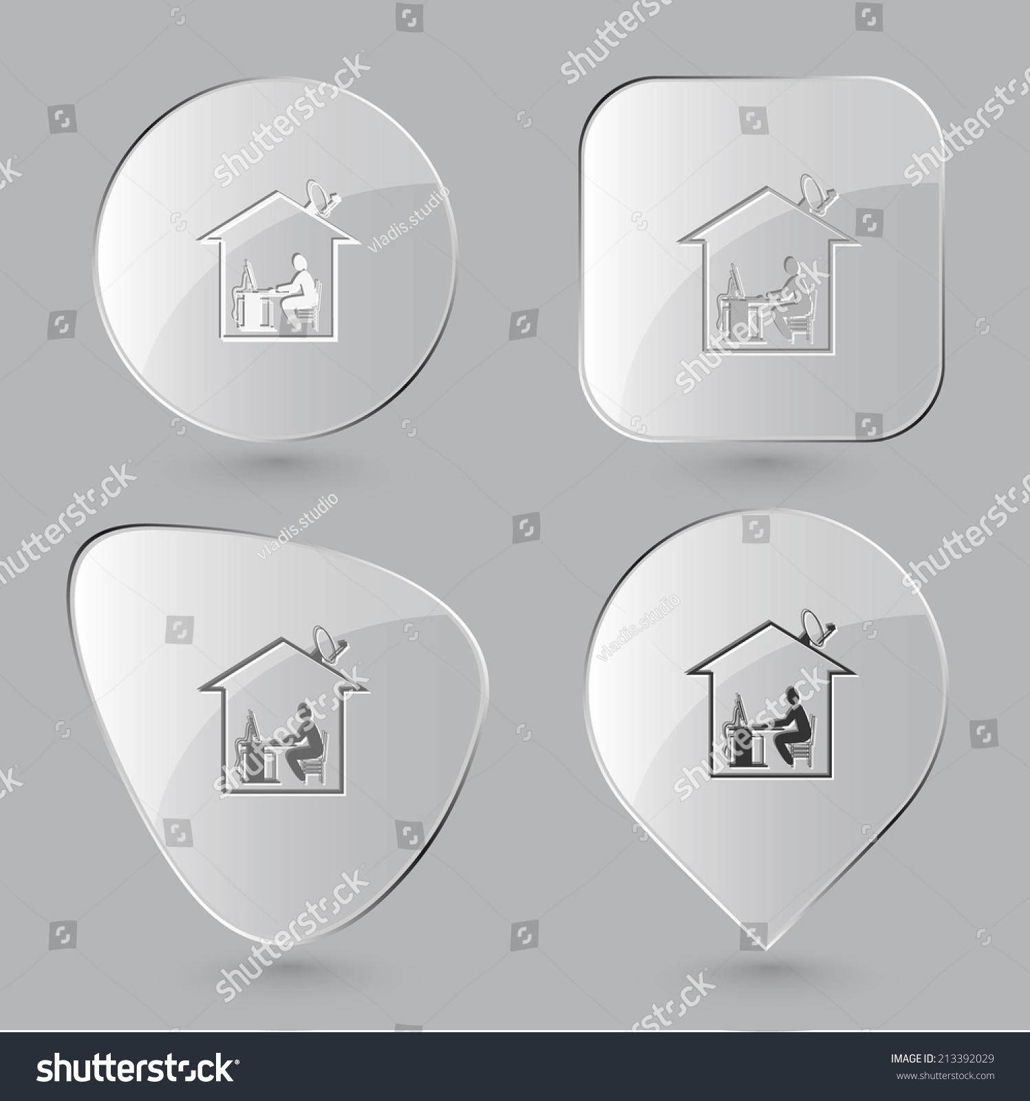 Home Work Glass Buttons Vector Illustration Stock Vector (Royalty Free ...