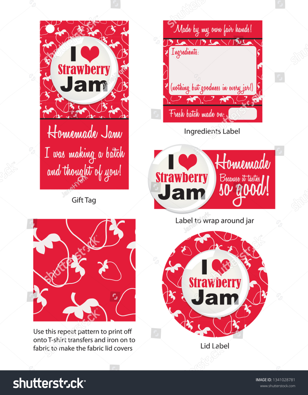 Homemade Strawberry Jam Design Elements Stock Vector (Royalty Free ...