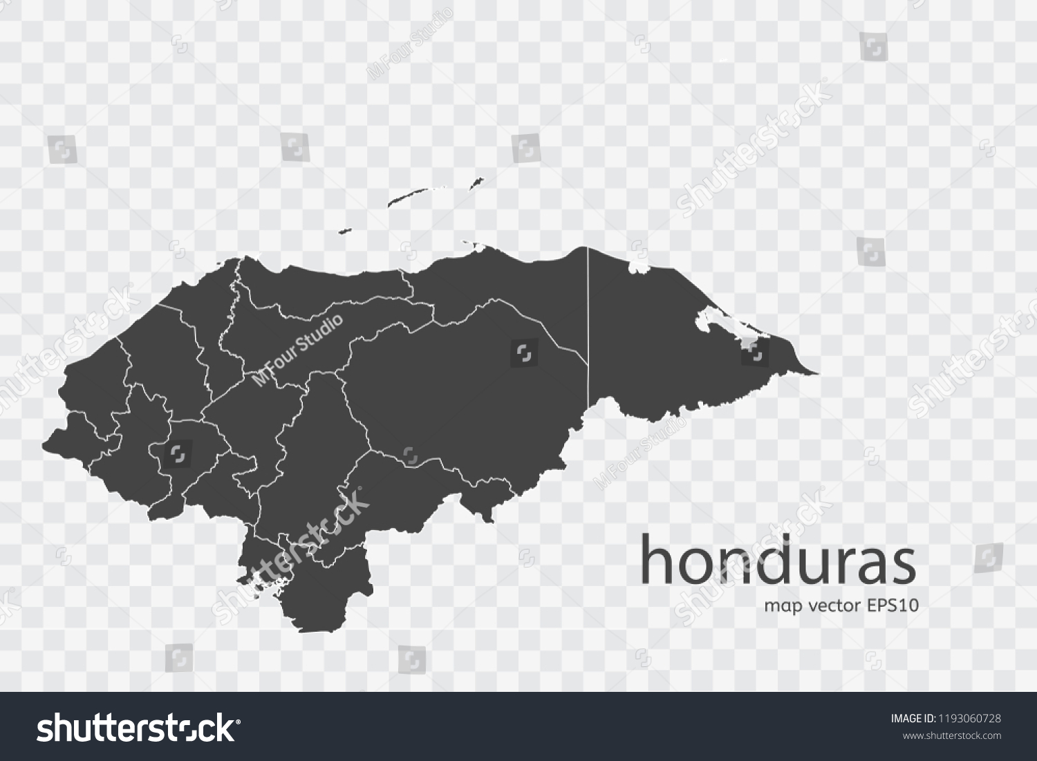 Honduras Map Vector Isolated On Transparent Stock Vector (Royalty Free ...