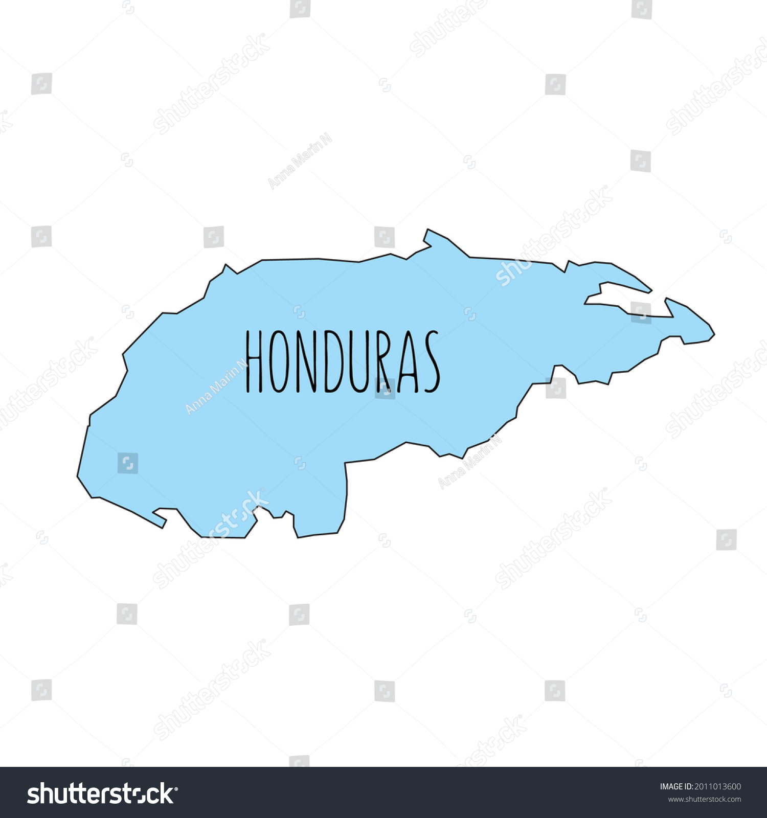 Honduras Outline Map Vector Editable Stock Vector (Royalty Free) 2011013600