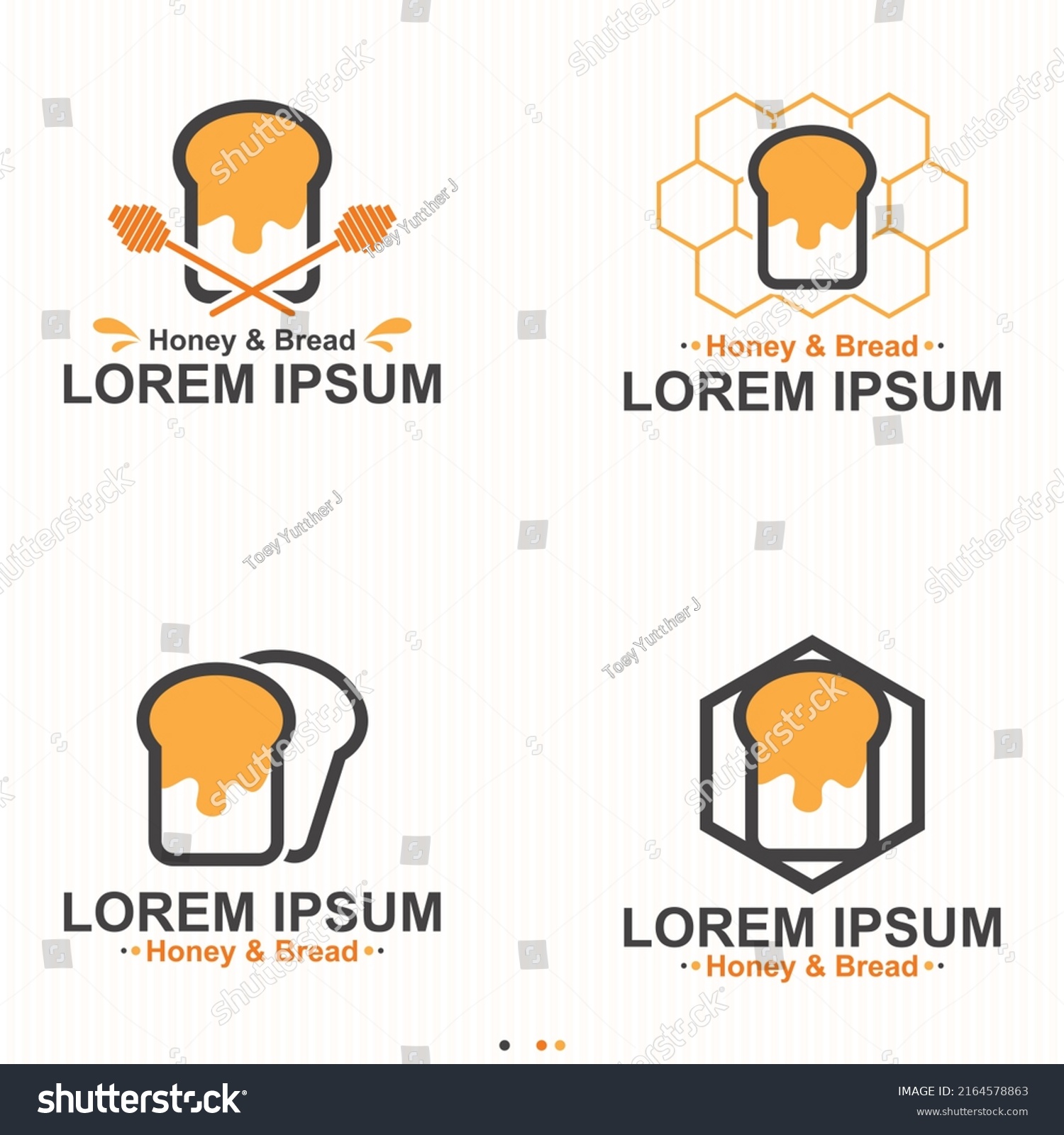 Honey Bread Bakery Logo Set Vector Stock Vector (Royalty Free ...