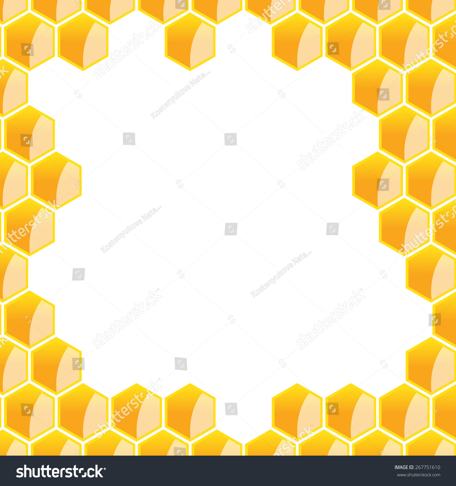 Honey Hexagonal Mosaic Frame Border Vector: vector de stock (libre de ...
