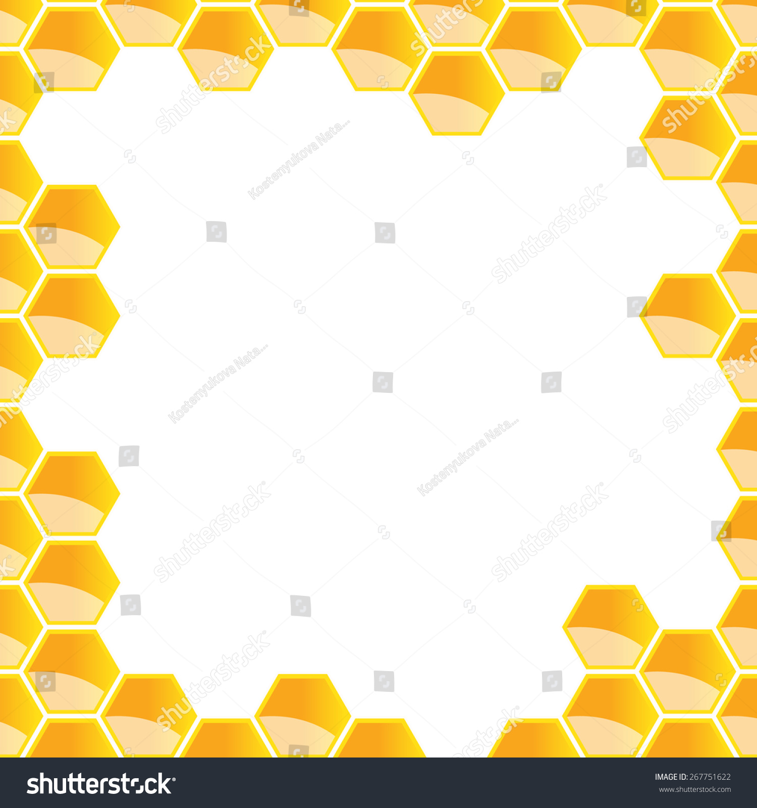Honey Hexagonal Mosaic Frame Border Vector 스톡 벡터(로열티 프리) 267751622 ...