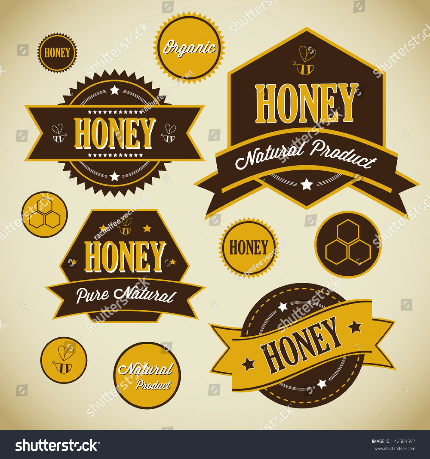 Honey Vector Label Collection Stock Vector 142584592 - Shutterstock