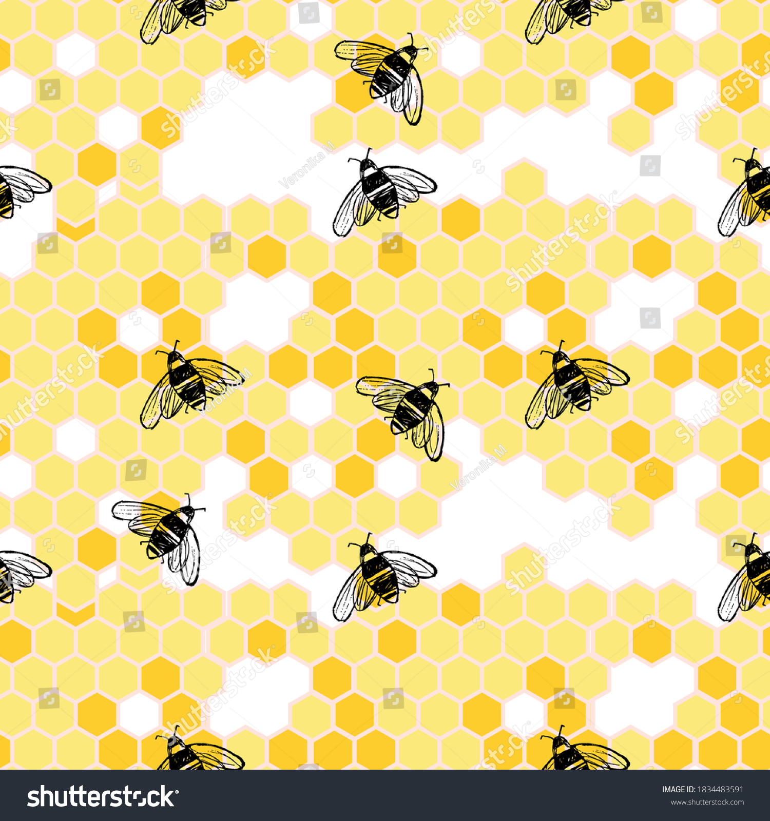 Honeycomb Seamless Pattern Hexagon Bee Nature Stock Vector (Royalty ...