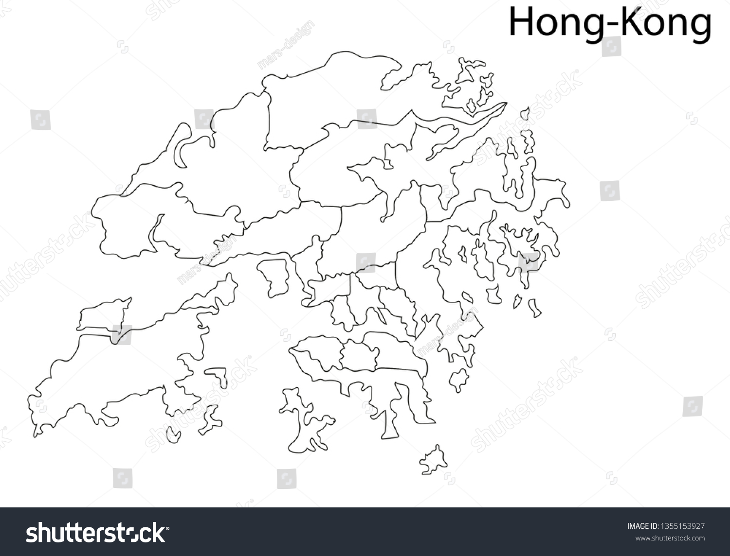 Hong Kong Map Drawing Stock Vector (Royalty Free) 1355153927