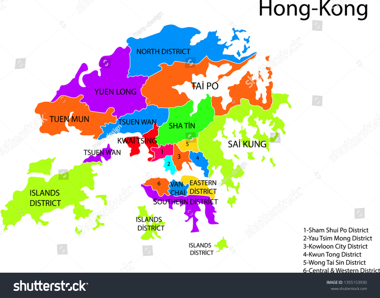 Hong Kong Map Drawing: vector de stock (libre de regalías) 1355153930 ...