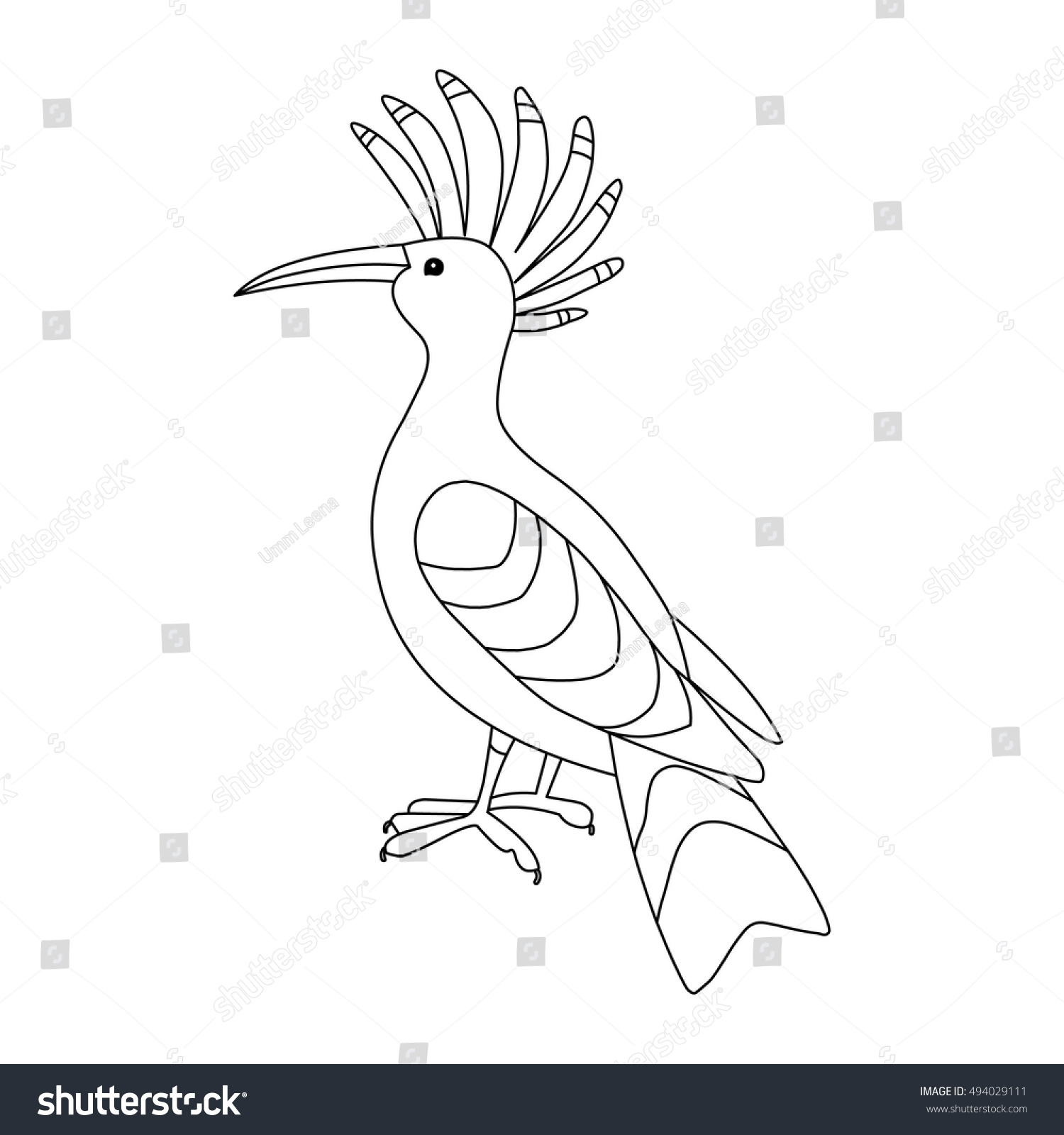 Hoopoe Upupa Epops Coloring Vector Stock Vector (Royalty Free ...