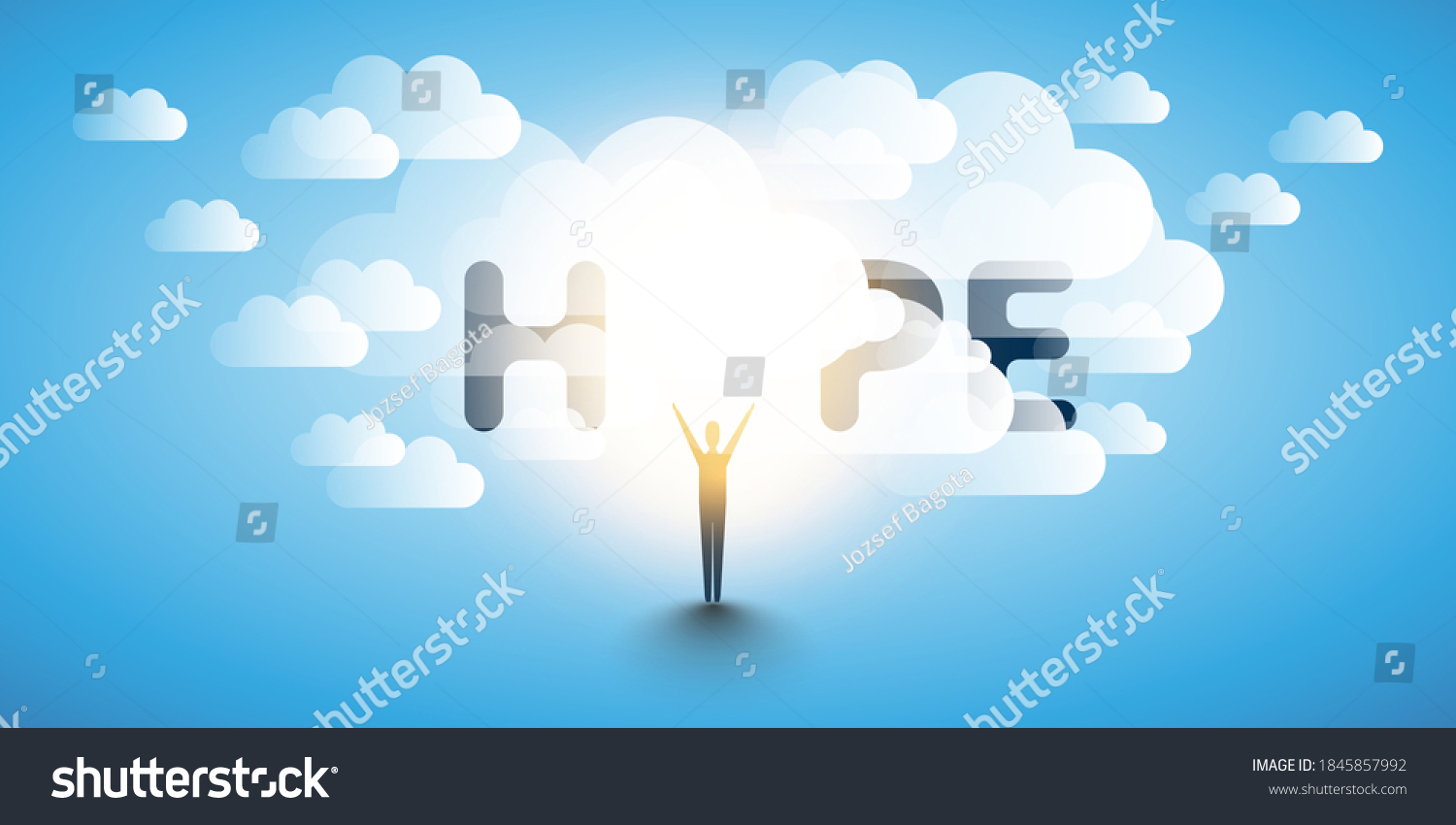 Hope Lettering Sun Light Clouds Vector Stock Vector (Royalty Free ...