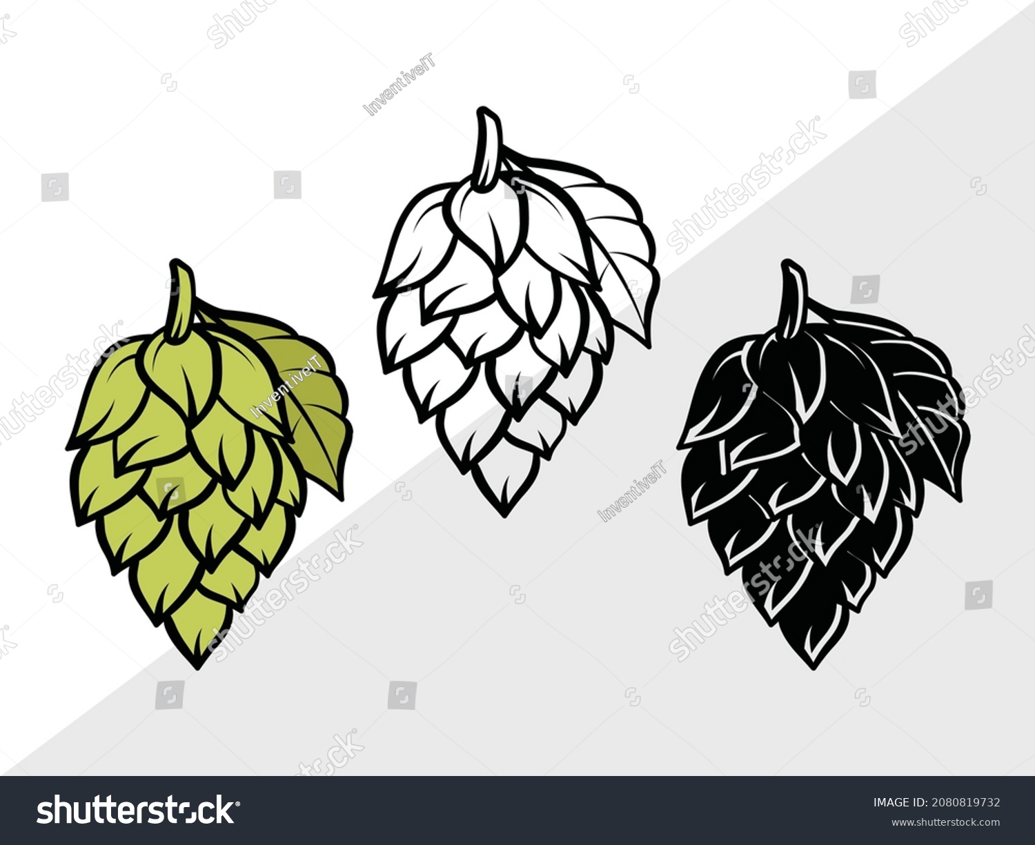 Vektor Stok Hops Beer Hops Printable Vector Illustration (Tanpa Royalti ...