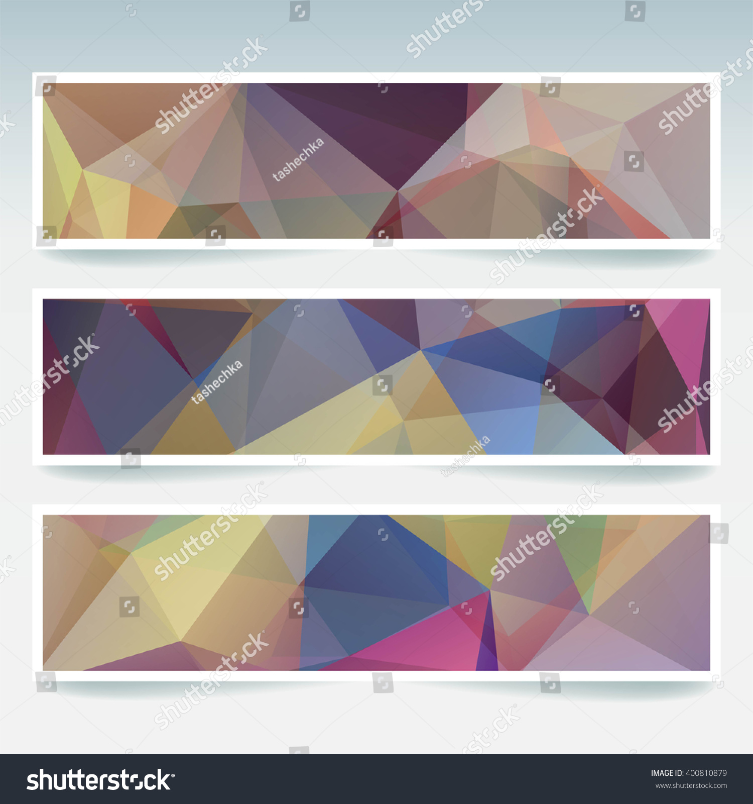 Horizontal Banners Set Polygonal Triangles Polygon Stock Vector ...