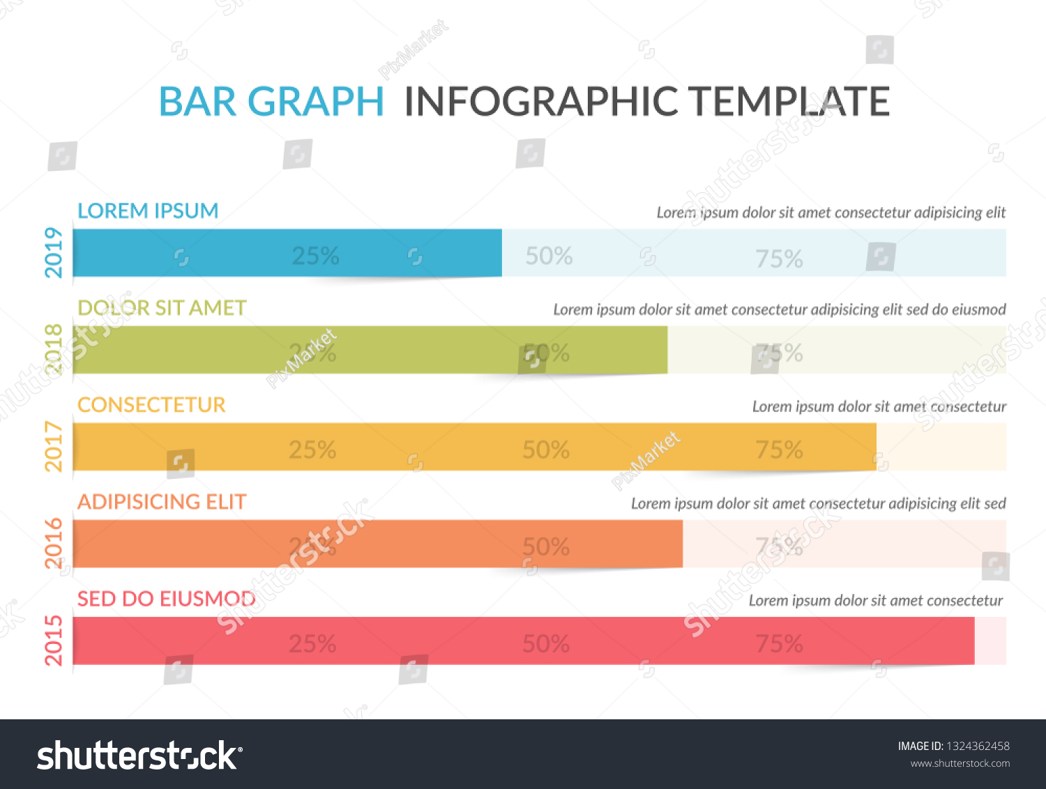 Horizontal Bar Chart Template Five Rows Stock Vector (Royalty Free ...