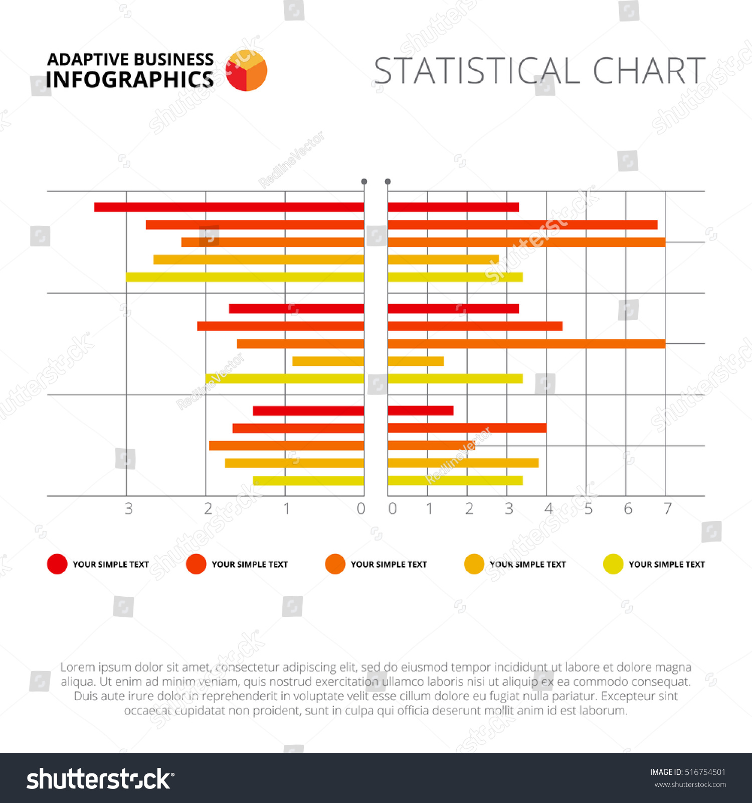 Horizontal Bar Charts Slide Template: vector de stock (libre de ...