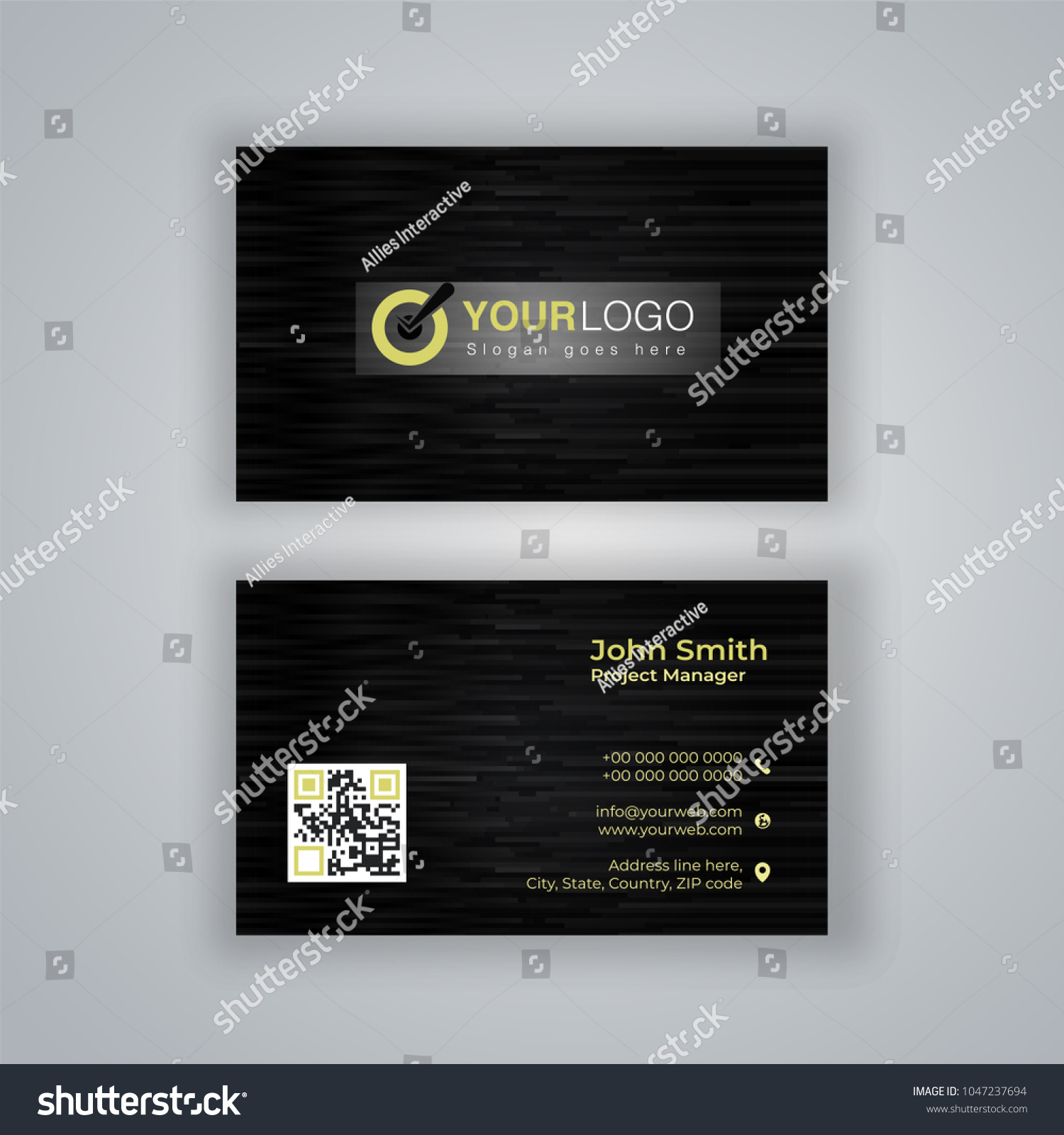 Horizontal Business Card Front Back Presentation Stock Vector (Royalty ...