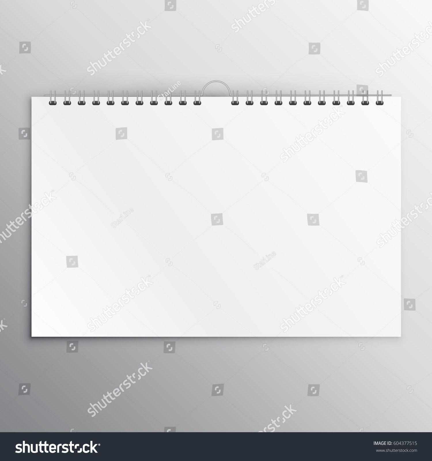 Horizontal Calender Notebook Blank Mockup Design Stock Vector (Royalty ...